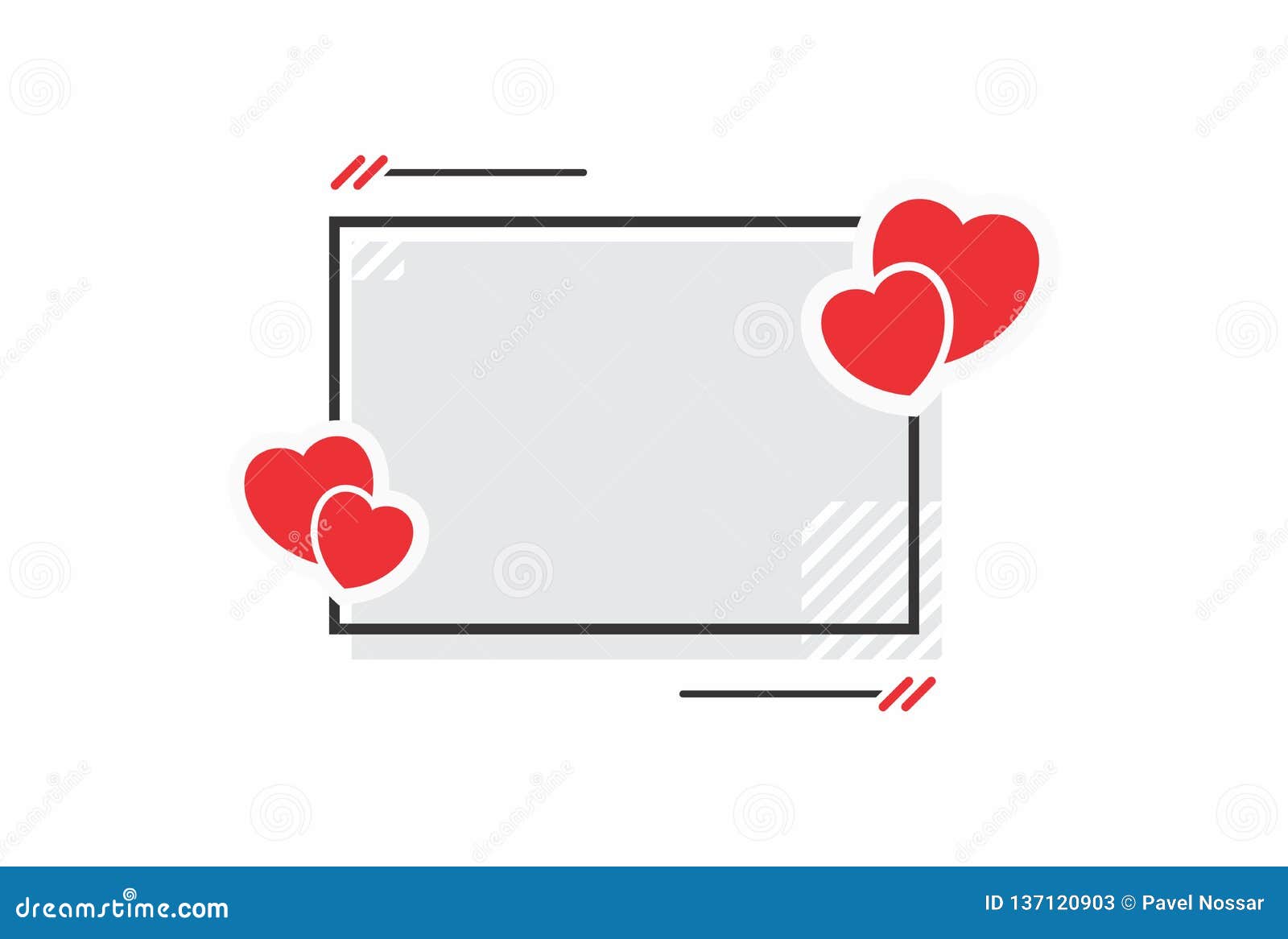 Vector Illustration Frame and Hearts. the Form for the Love Message of ...
