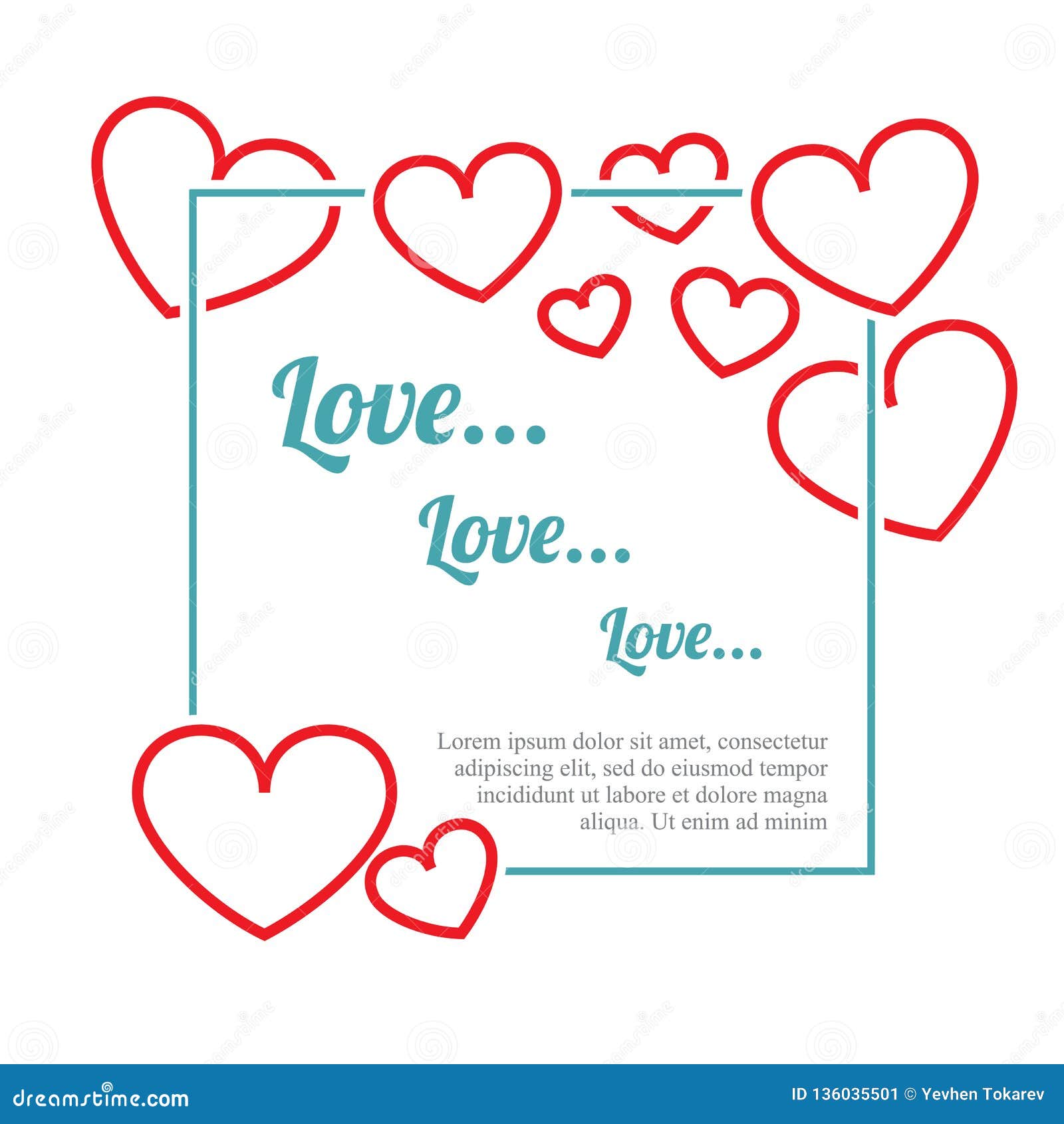 Vector Illustration Frame, Hearts and Text Stock Illustration ...