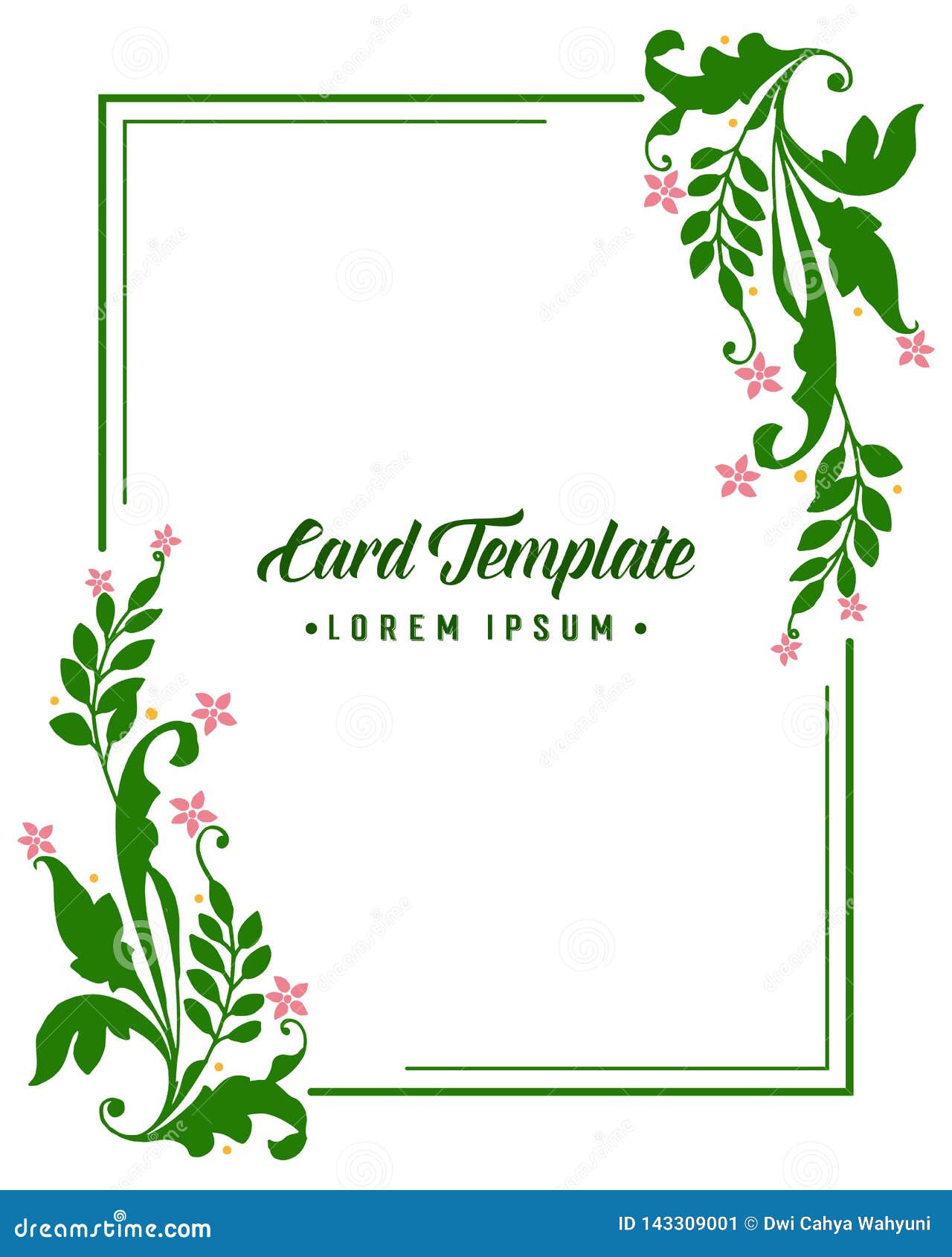 Vector Illustration Frame Wreath and Leaves with Invitation Card ...