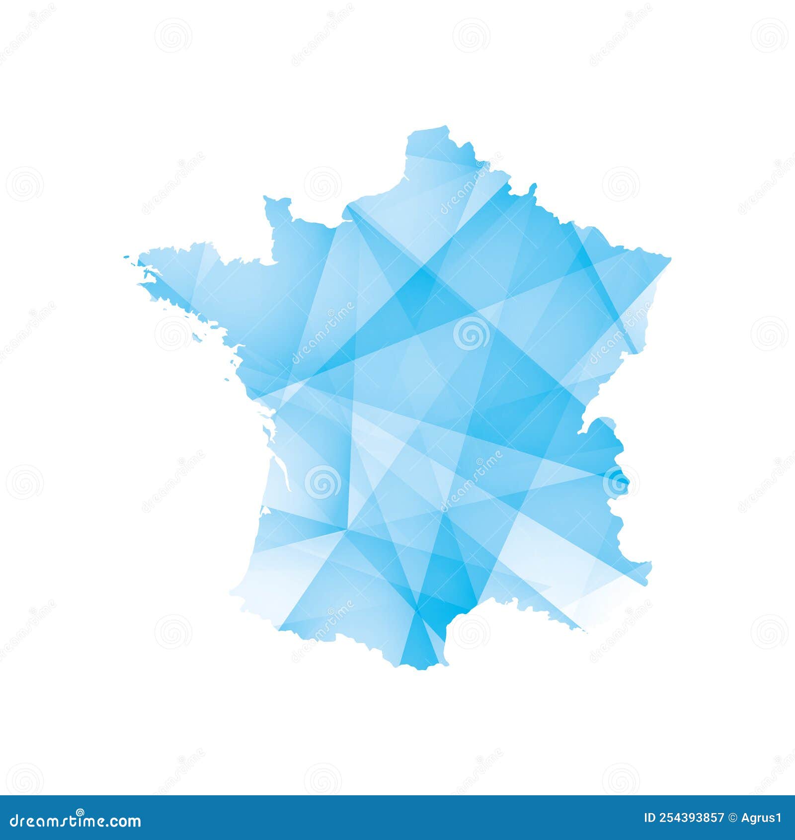 Vector Illustration of France Map with Blue Colored Geometric Shapes ...