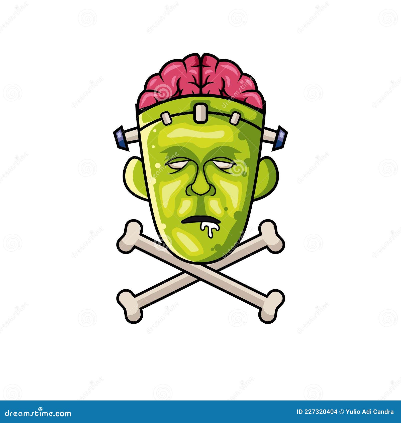 Vector Illustration Frankenstein Zombie with Brain Seen Stock Vector ...