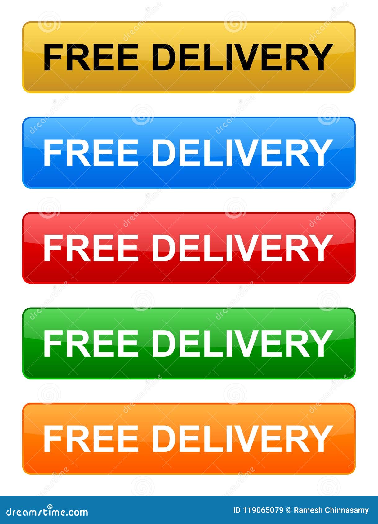 Free delivery button stock vector. Illustration of company - 119065079