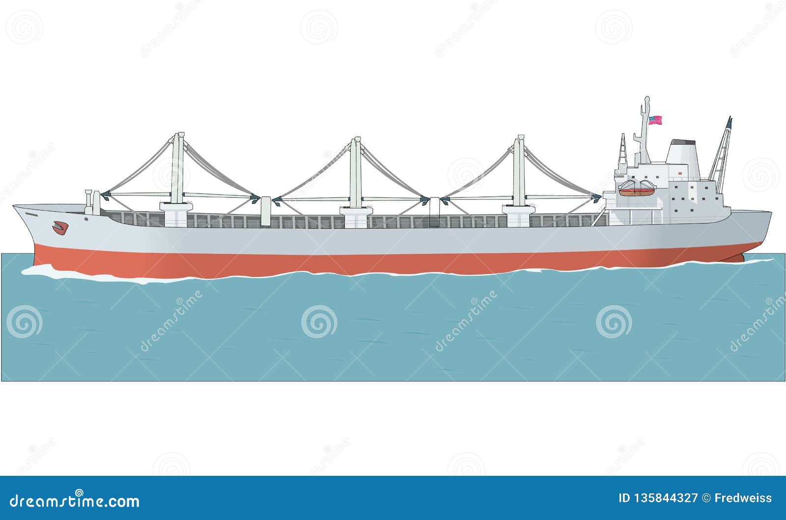 Freighter Vector Illustration Stock Vector - Illustration of ocean ...