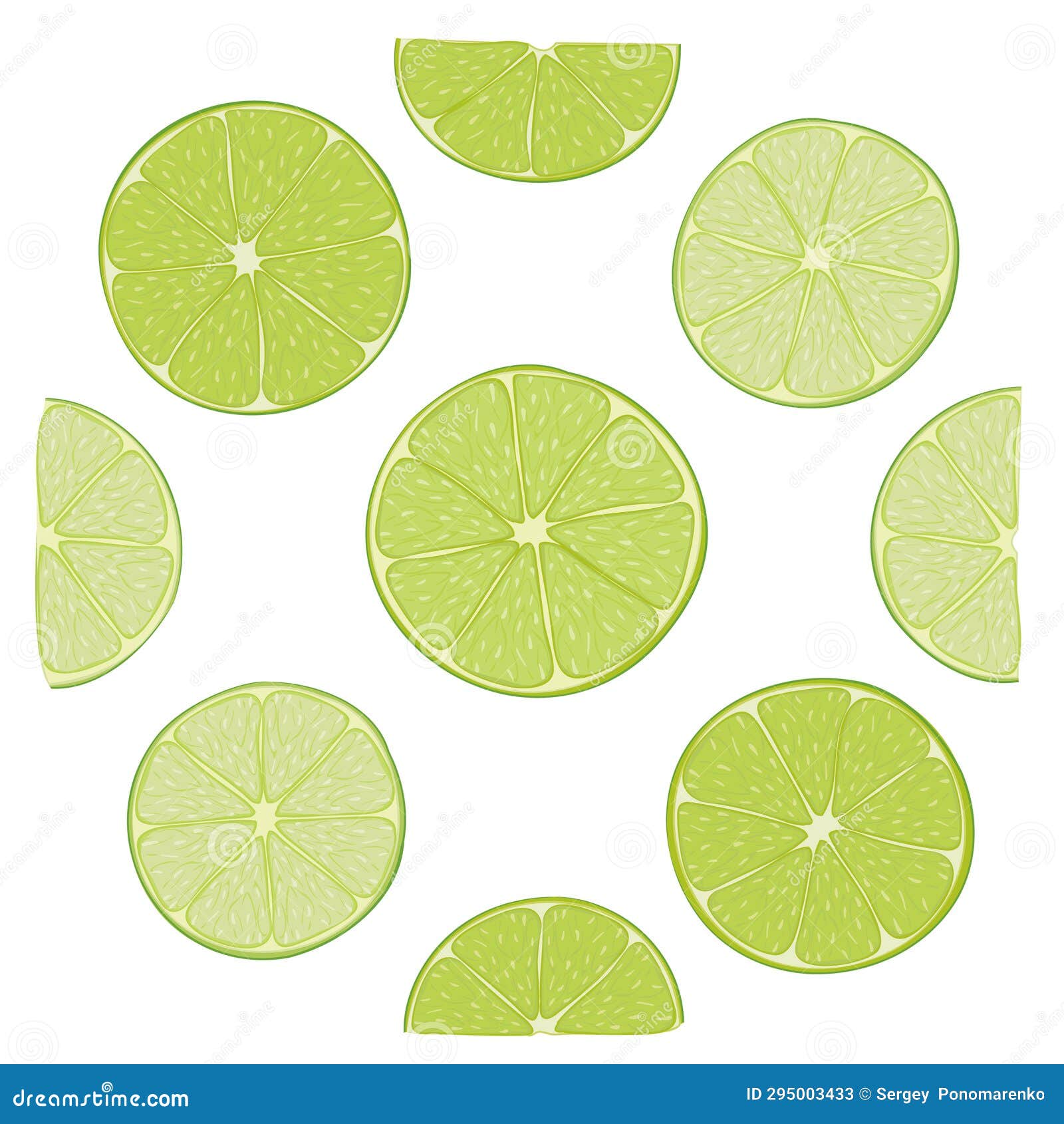 Color Illustration of Fresh Lime Slices. Stock Illustration ...