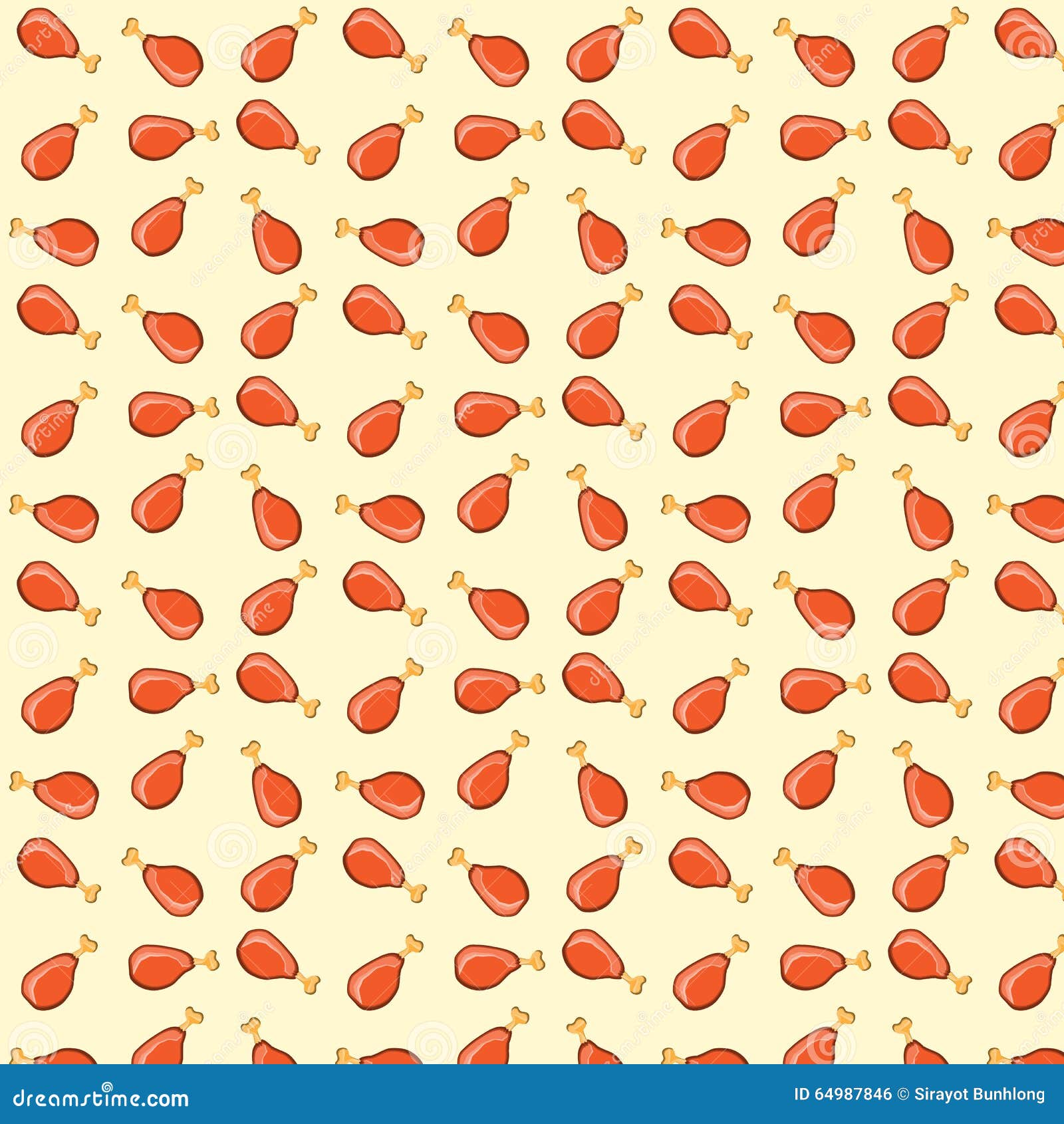 Vector Illustration Fried Chicken Legs Seamless Pattern Stock Vector ...