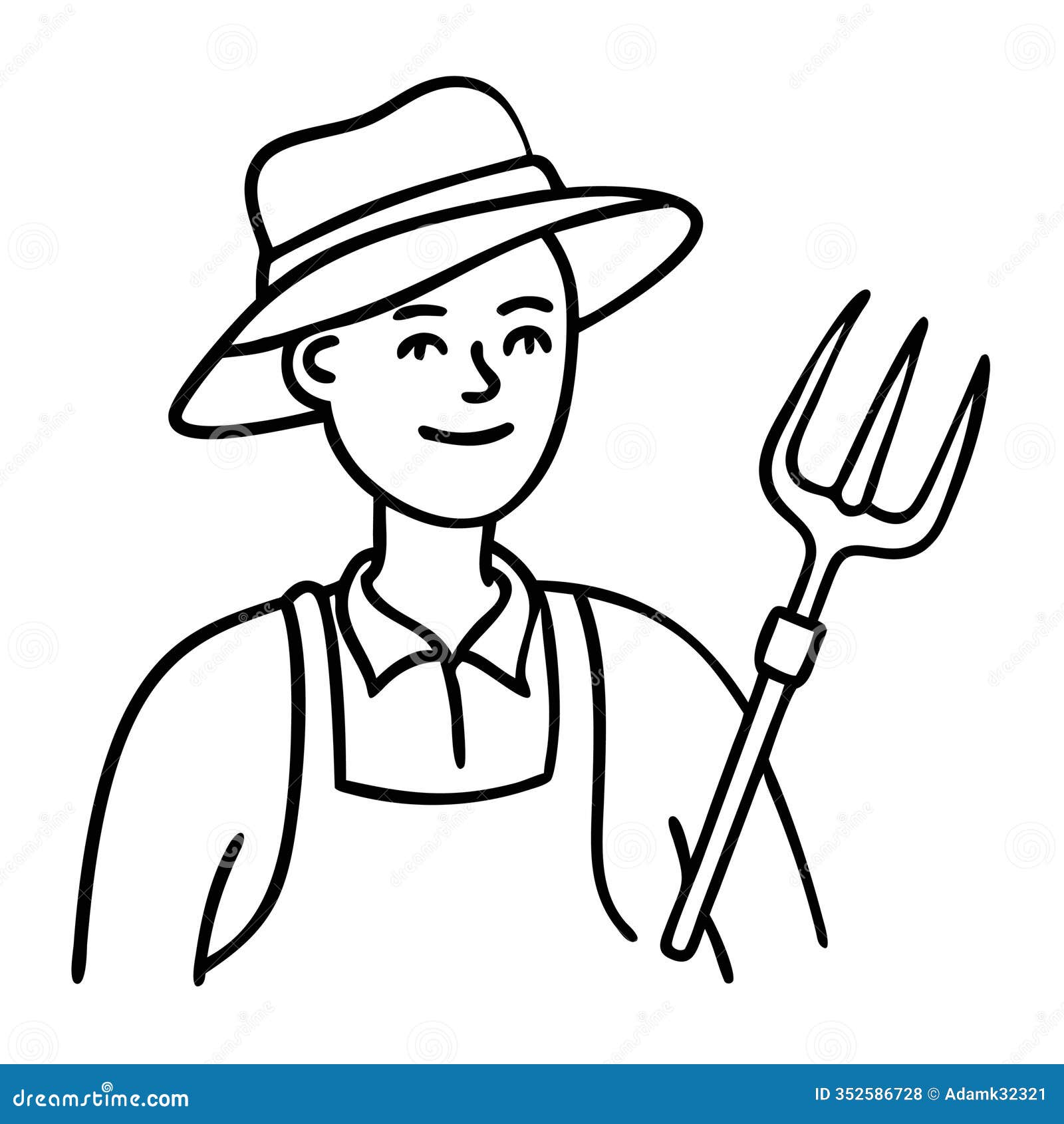 Farmer Holding Pitchfork Vector Illustration for Agricultural Designs ...