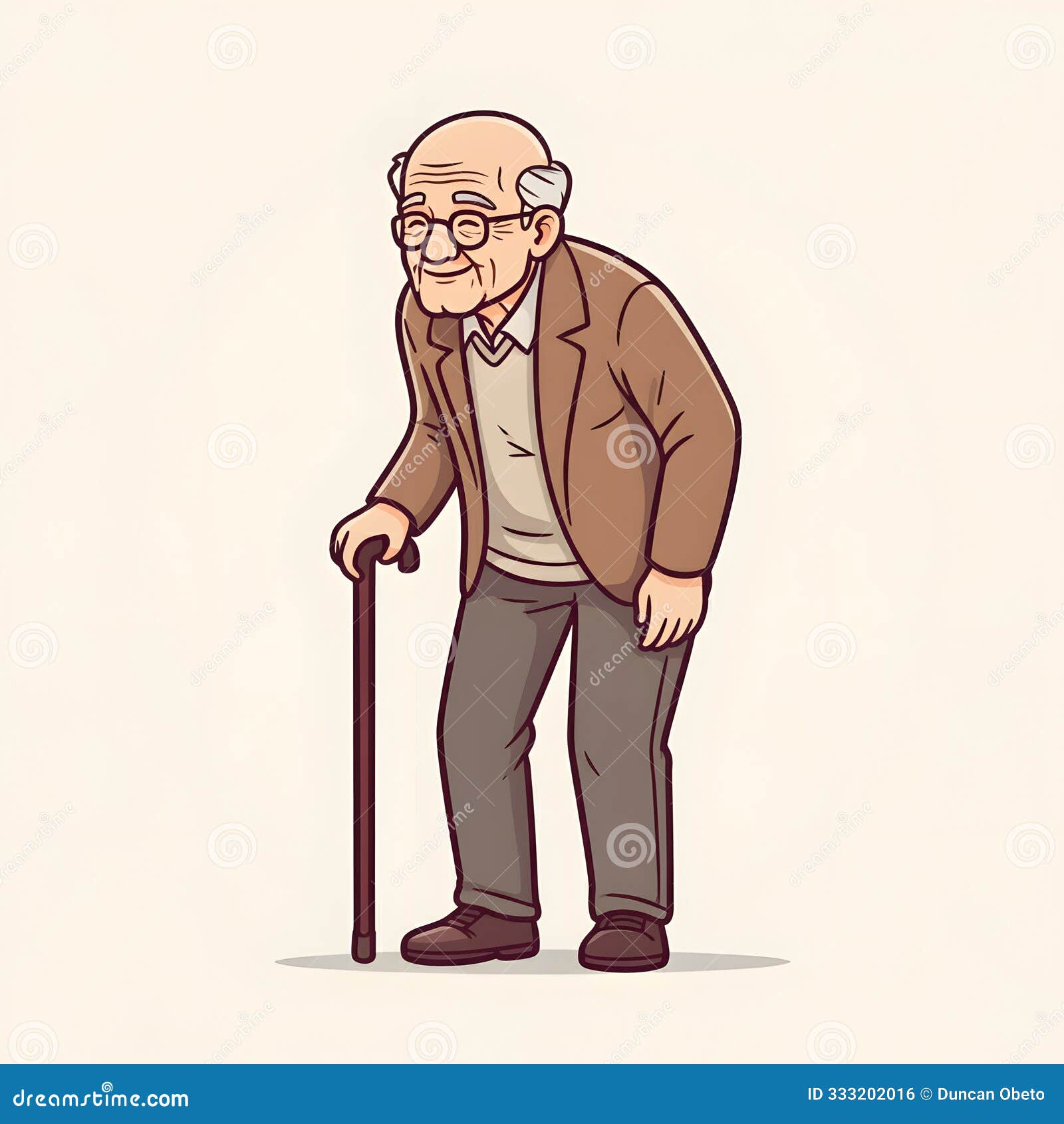 Elderly Man Hunched Over With Back Pain. Old Man With Poor Posture ...