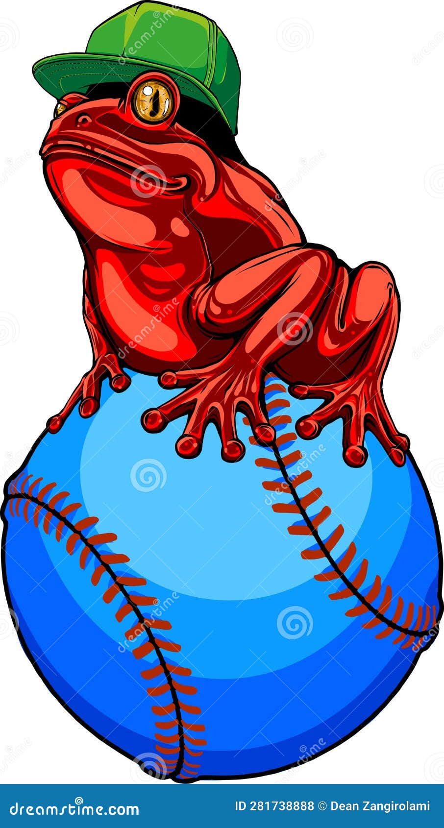 Vector Illustration of Frog on Baseball Ball. Stock Vector ...