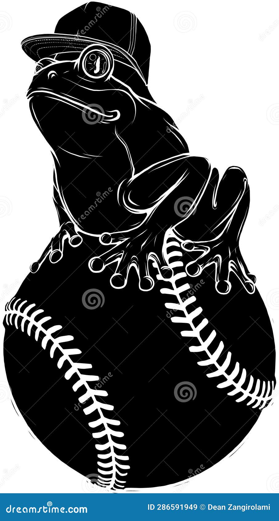 Black Silhouette of Frog on Baseball Ball. Stock Vector - Illustration ...