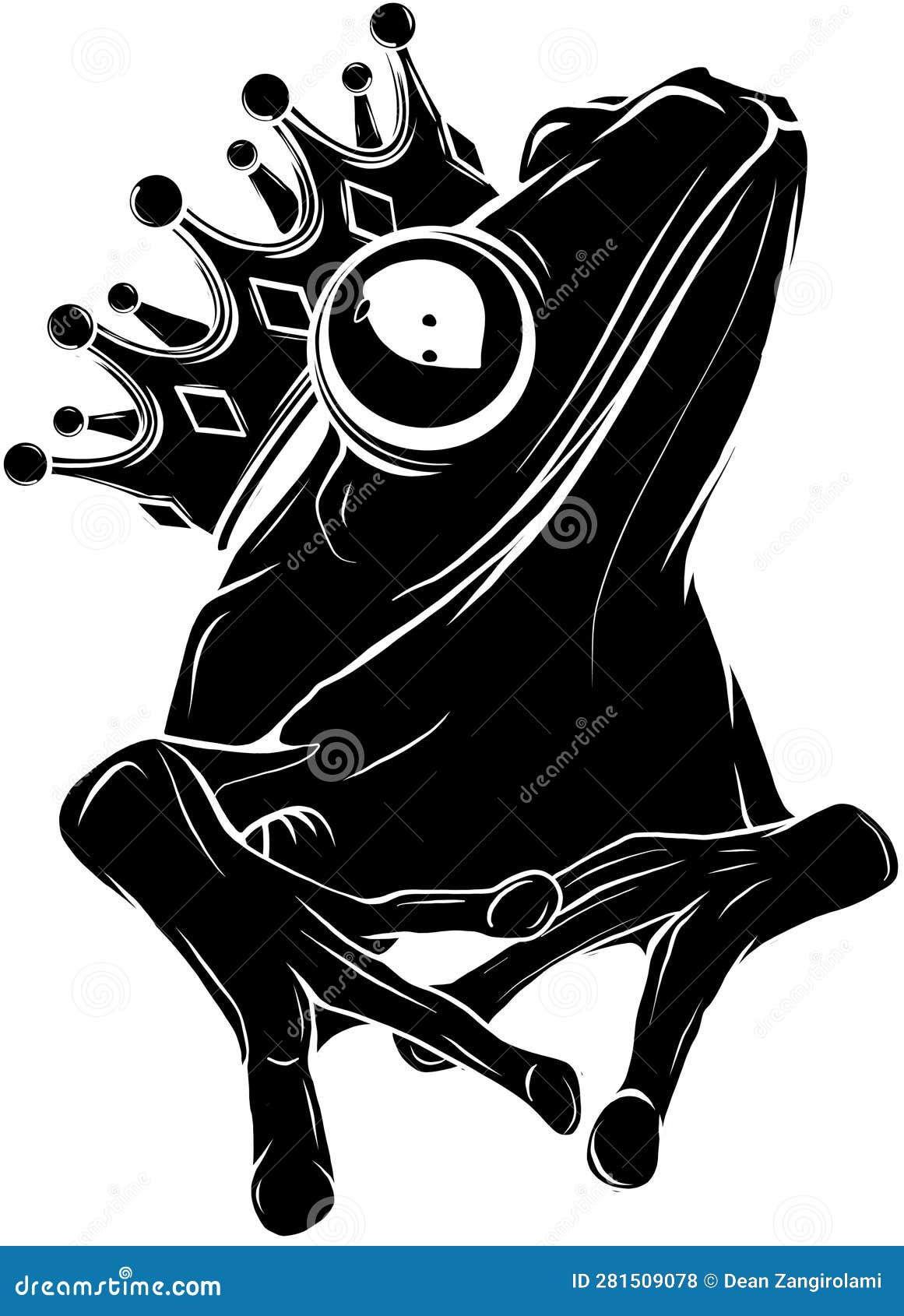 Vector Black Silhouette of Frog King Cartoon Stock Vector ...
