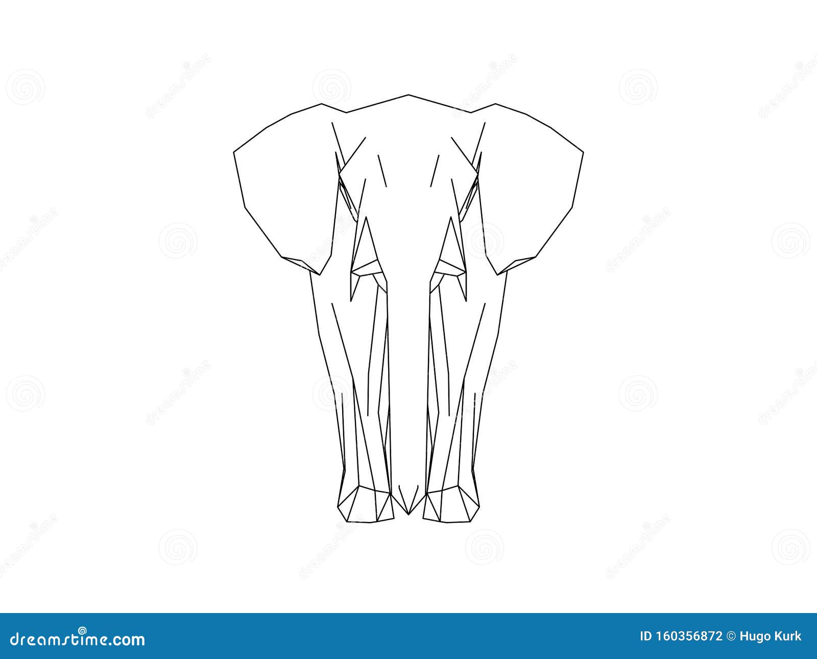 Vector Illustration of the Front of a Wild Elephant Isolated on White ...