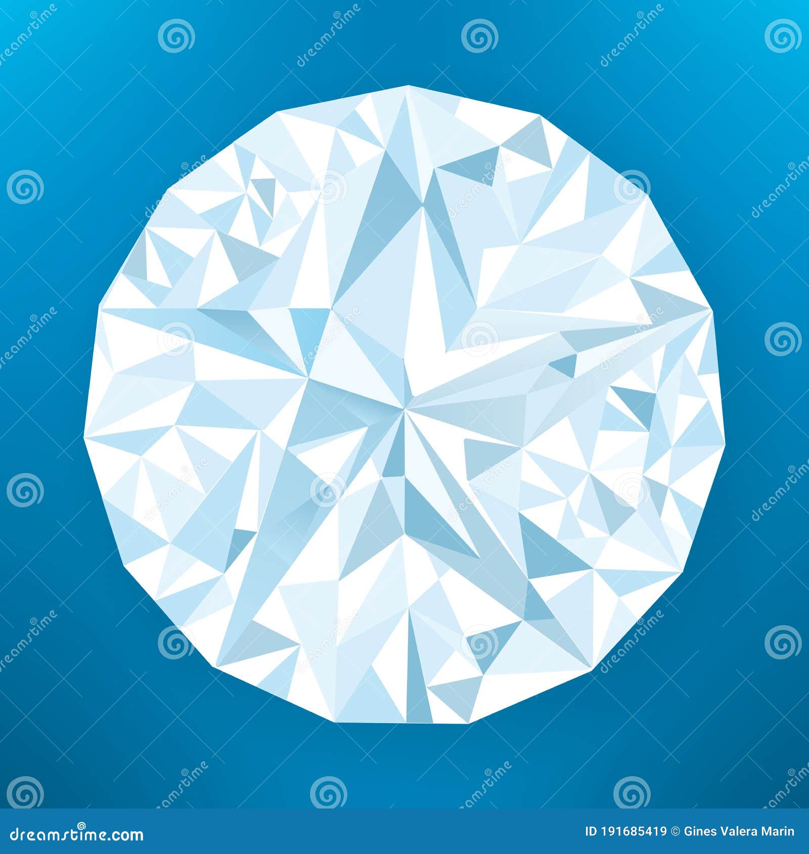 Frontal View of Regular Diamond with Reflections Stock Illustration ...