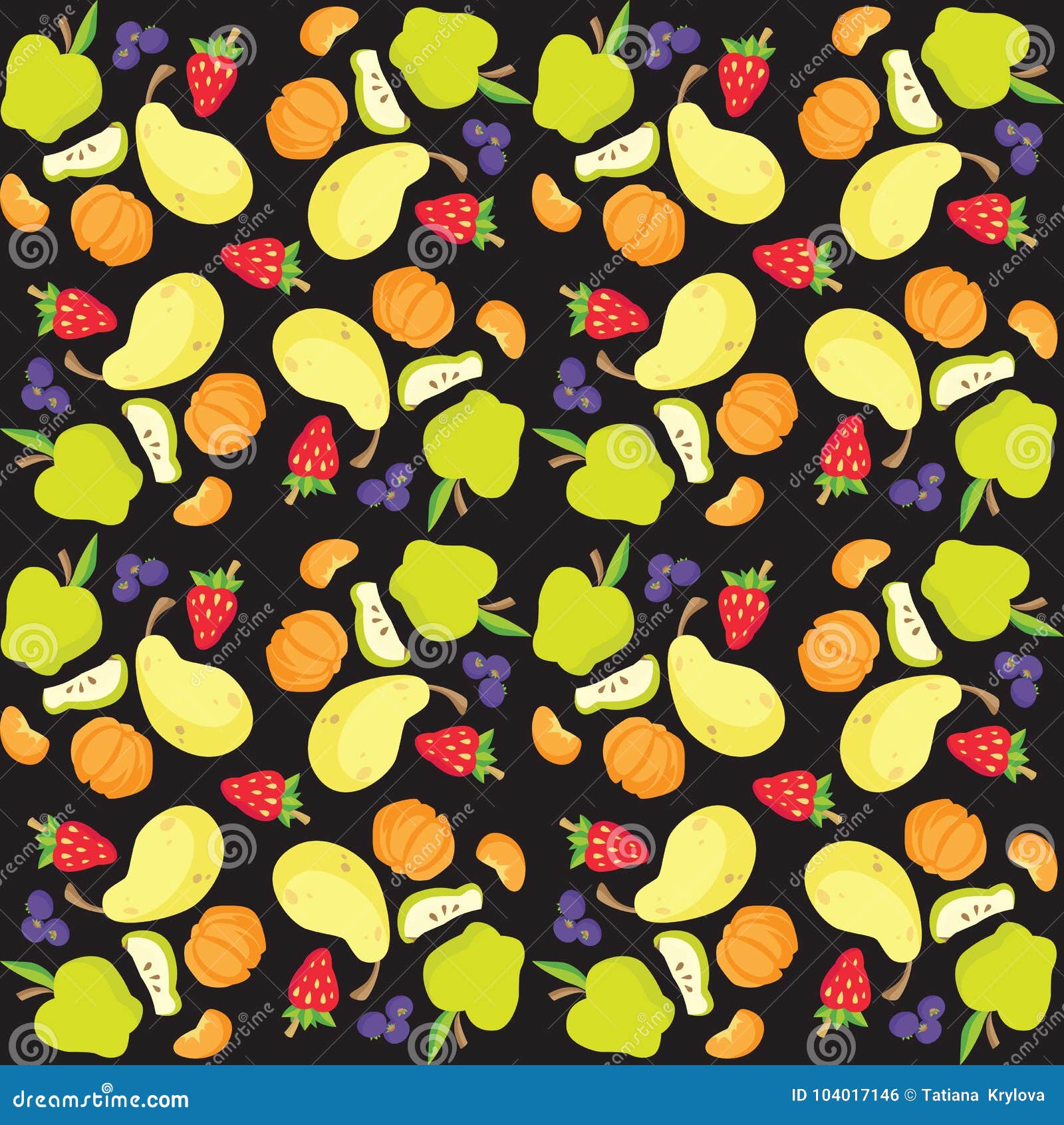 Vector Illustration of Fruit and Berry Pattern Stock Vector ...