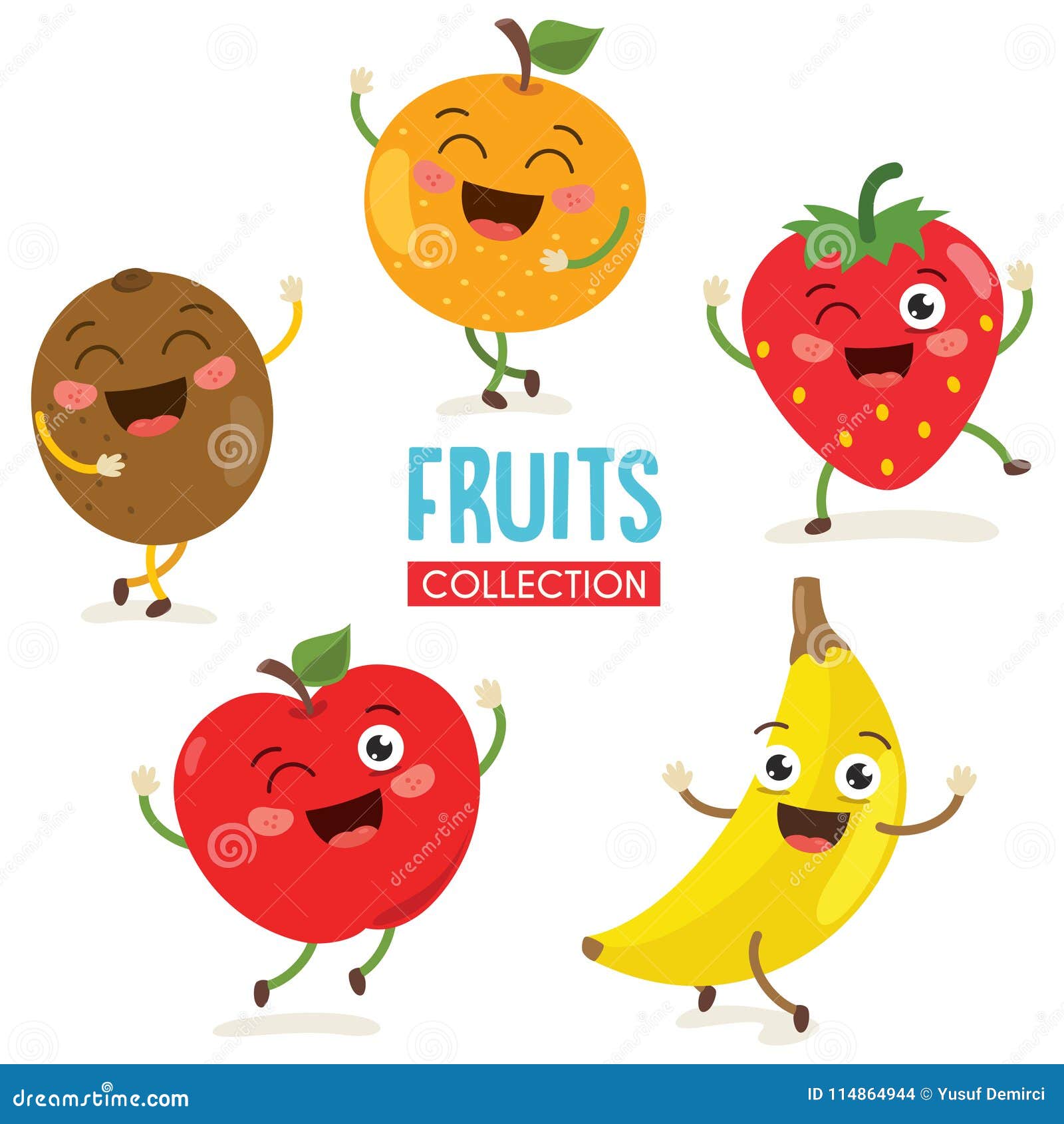Vector Illustration of Fruit Characters Stock Vector - Illustration of ...