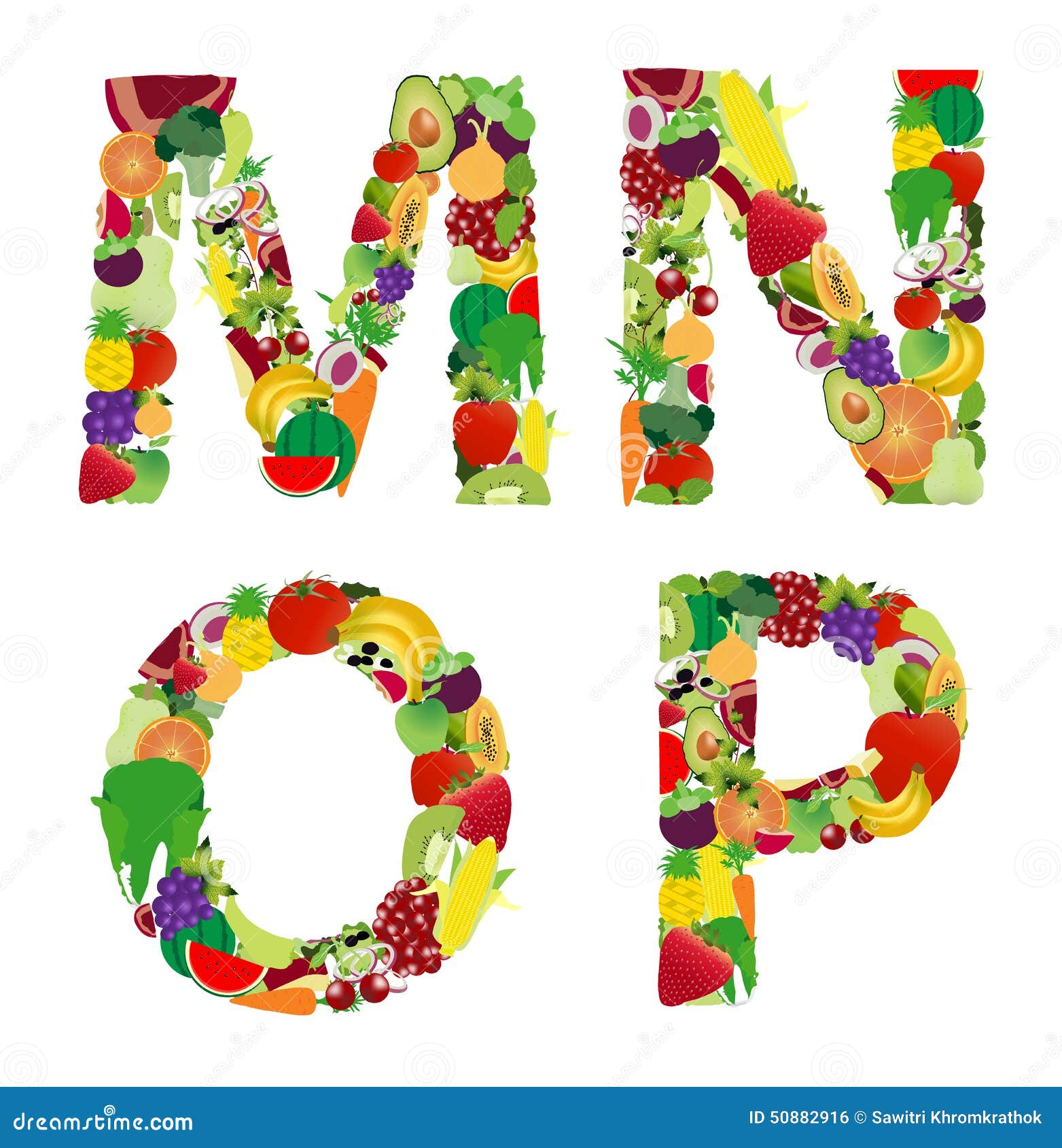 Vector Illustration Fruit And Vegetable Alphabet Letter | CartoonDealer ...