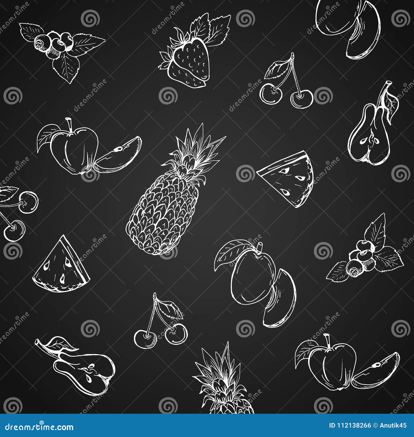 Pattern with Fruits, Hand Drawn, Vector Illustration Stock Vector ...
