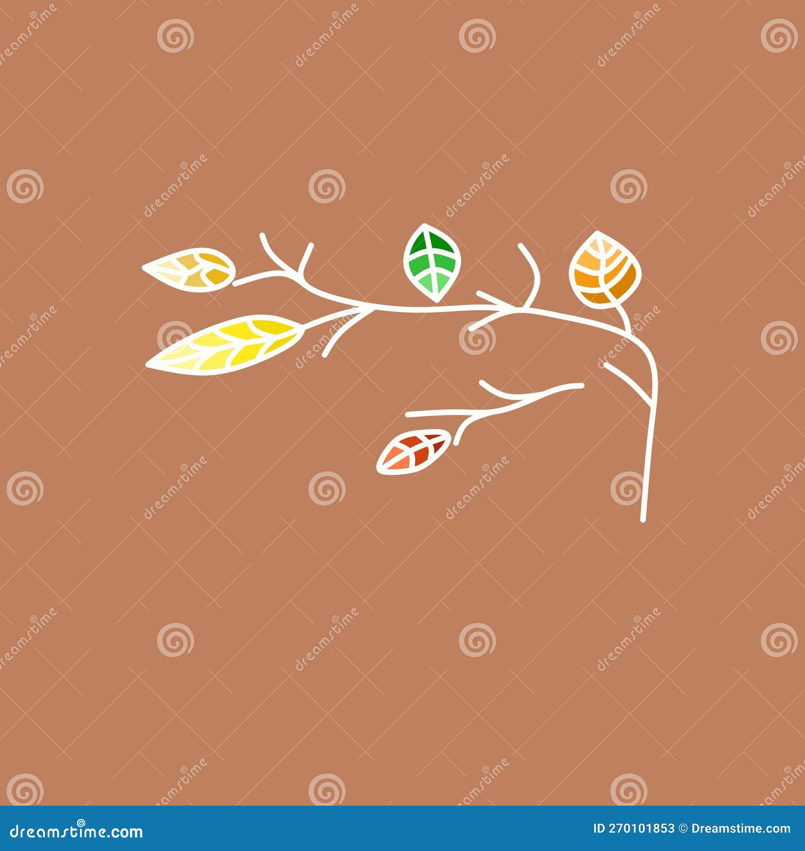 Vector Illustration, Full Color Leaf with Branches Curved Shape Stock ...
