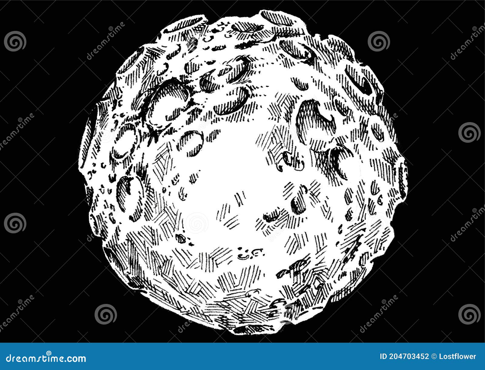 Vector Illustration of a Full Moon with Craters. Isolated on Black ... Vector Illustration of a Full Moon with Craters. Isolated on Black ...
