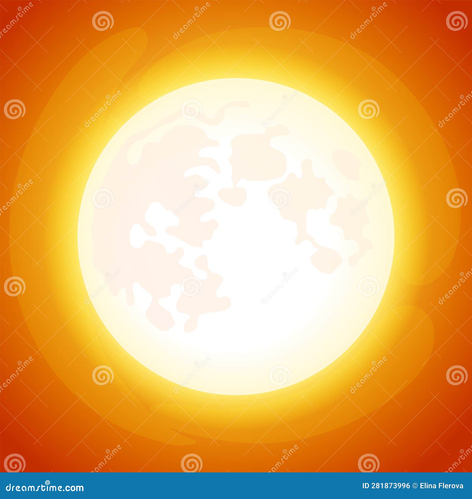 Vector Illustration with Full Moon on a Dark Orange Background Stock ...