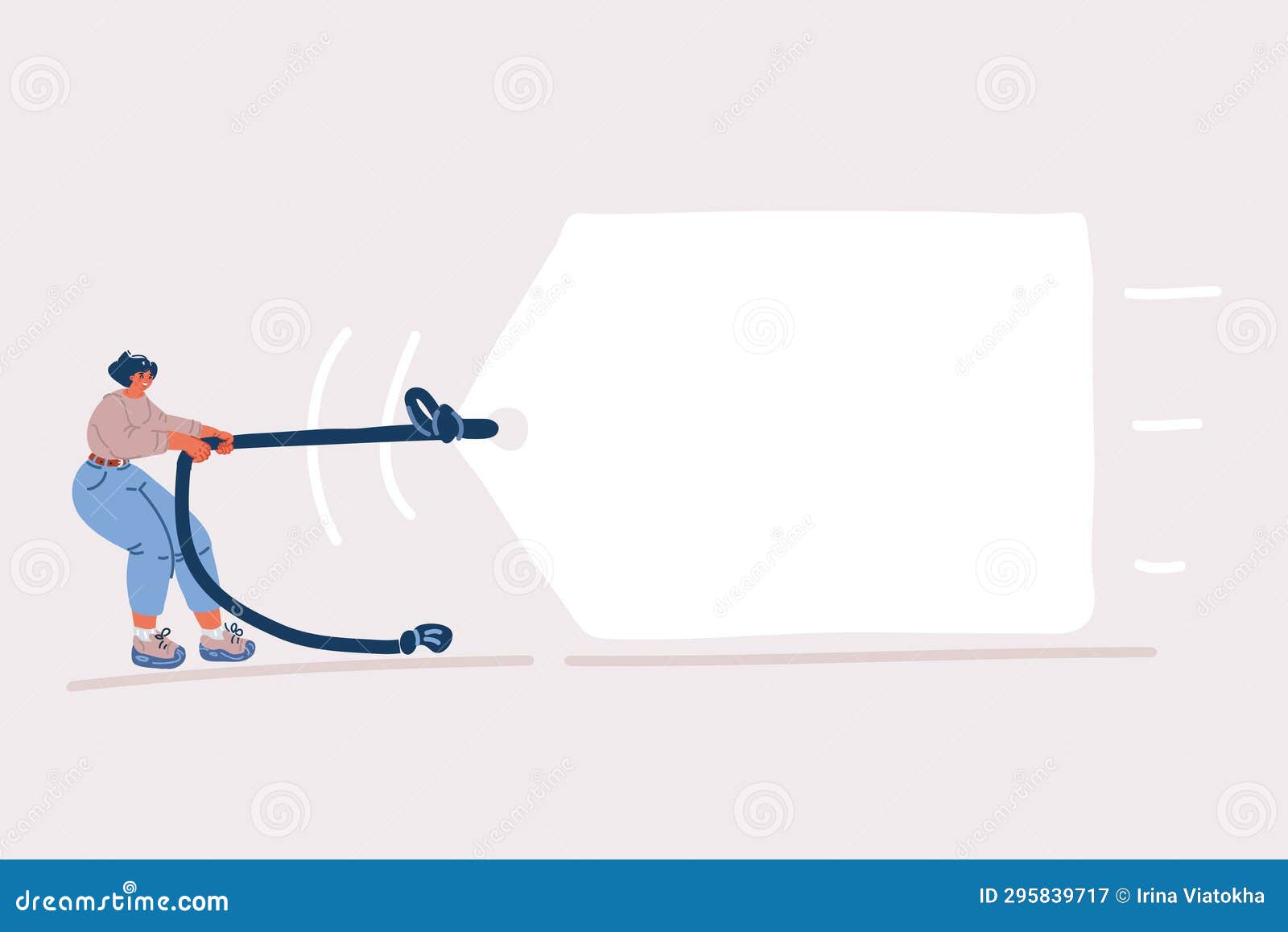 Vector Illustration of Fullbody Woman Pulling a Banner Ad Stock Vector ...