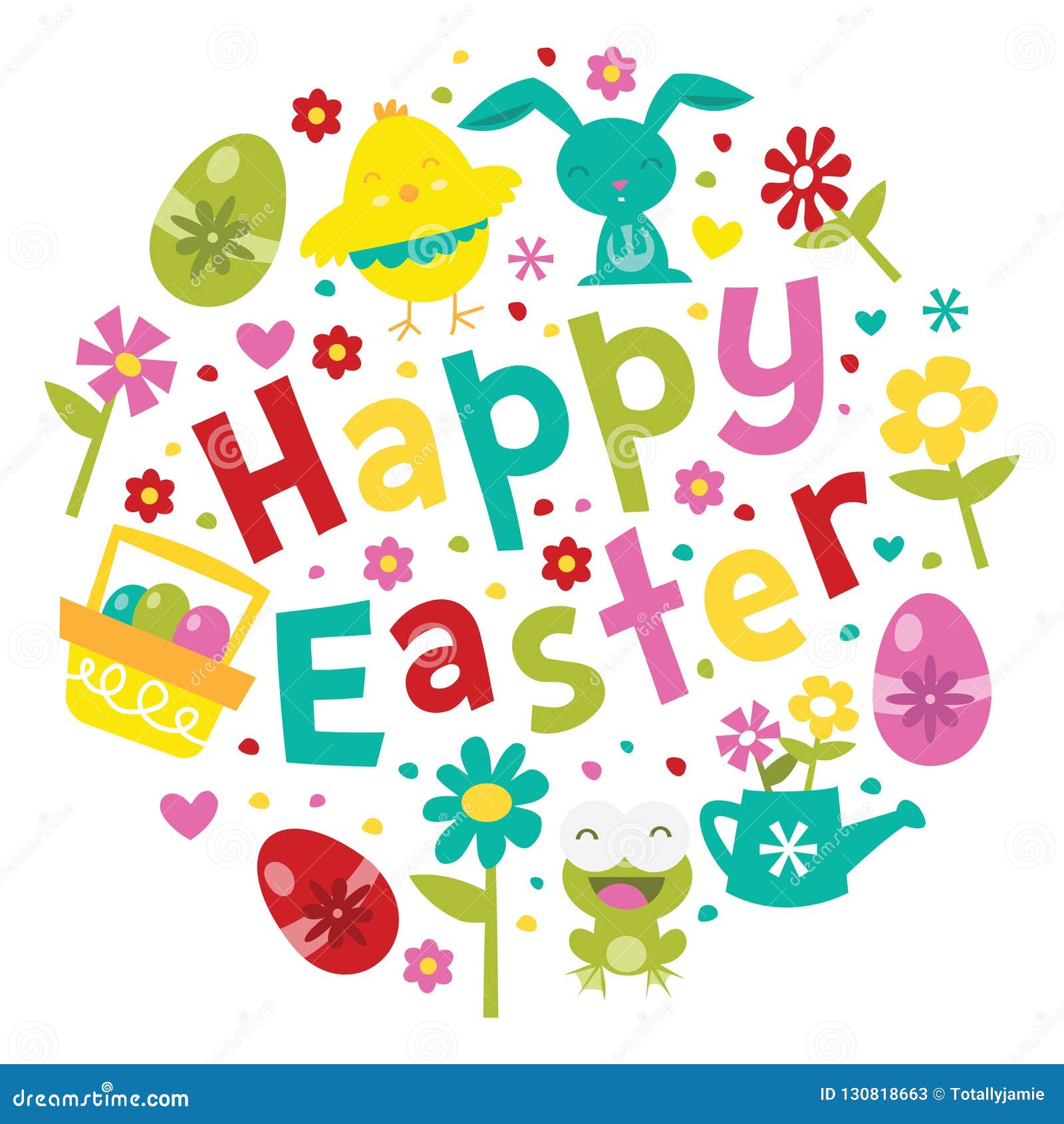 Happy Easter Spring Love Phrase Stock Vector - Illustration of vector ...