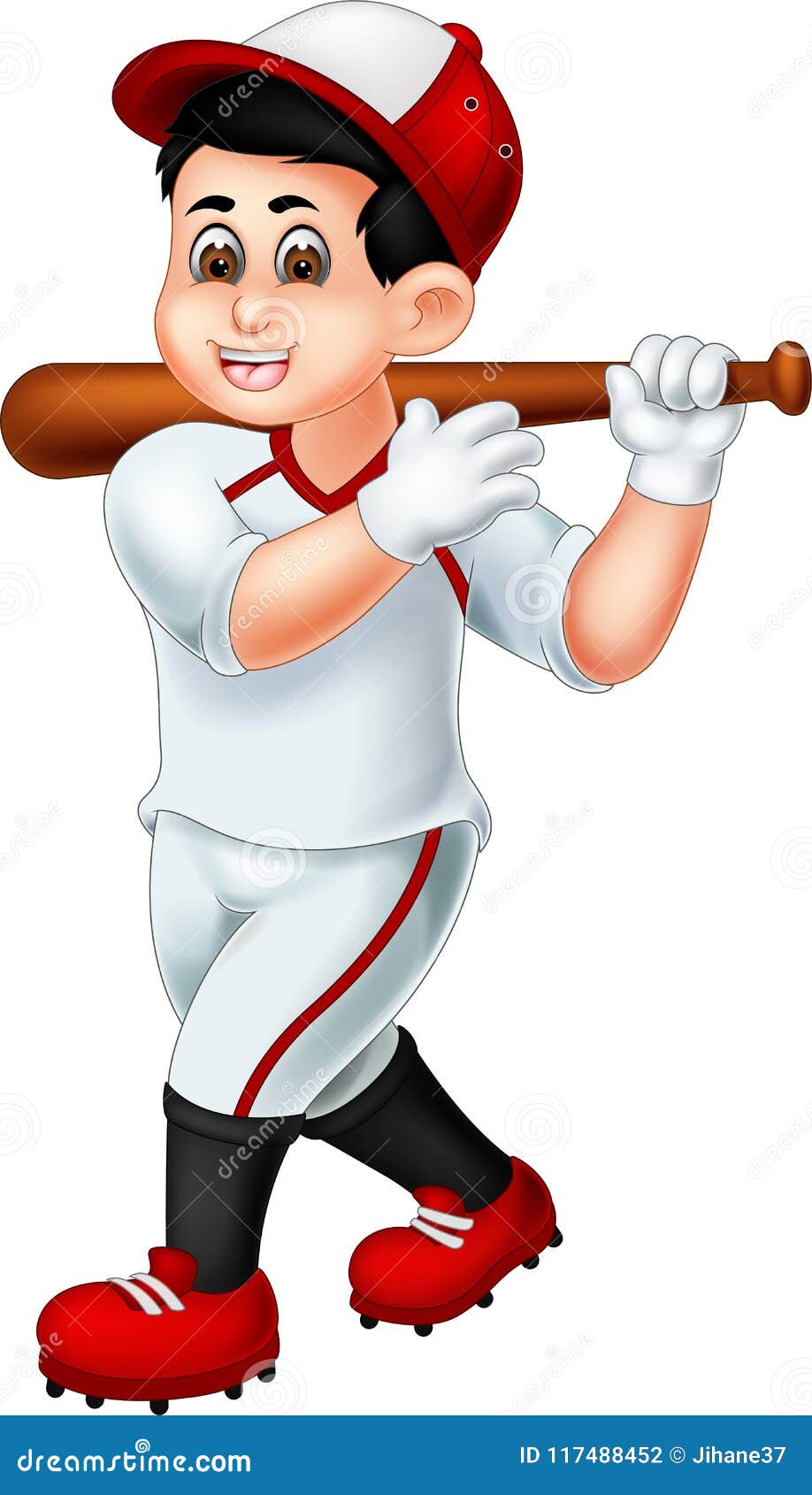 Funny Baseball Player Cartoon Standing Bring Stick with Laughing Stock ...