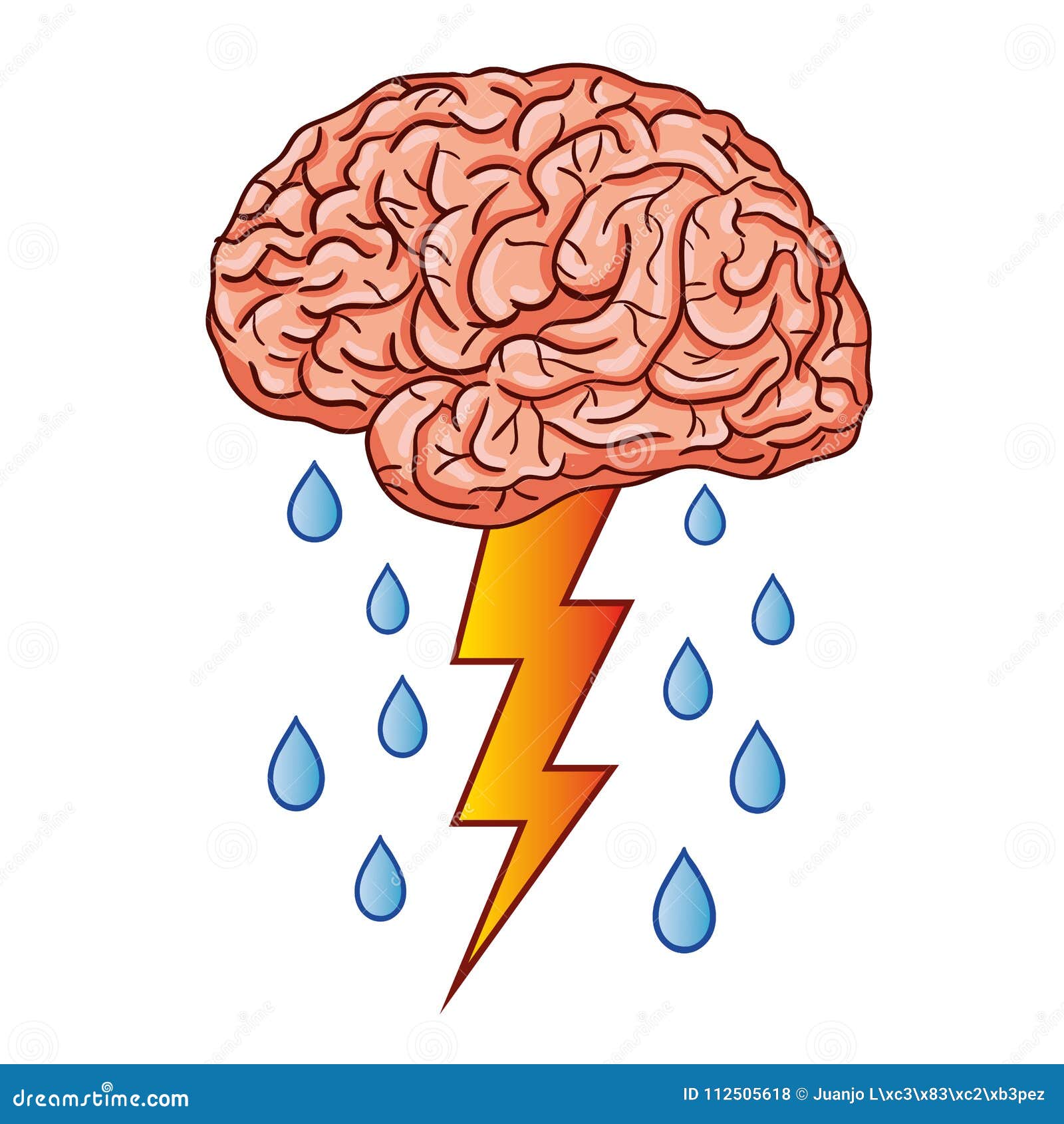 Vector Illustration of Funny Brainstorm Concept Stock Illustration ...