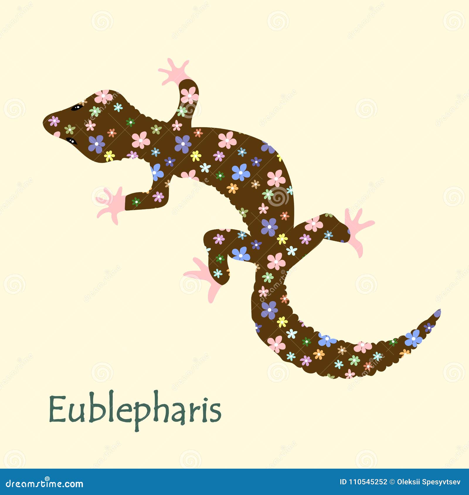 Leopard Gecko Vector Illustration. Cartoon Spotted Gecko ...