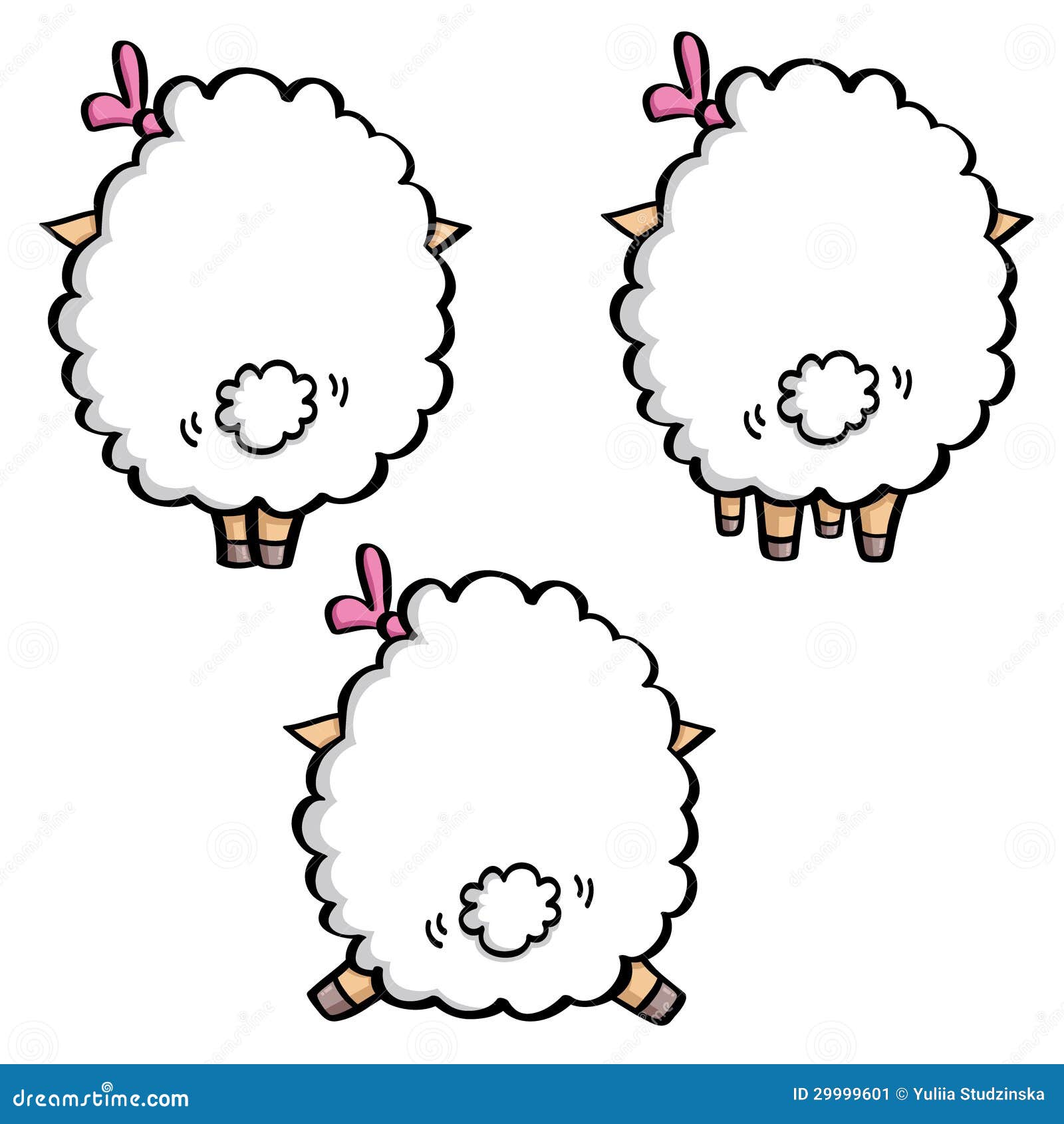 Backs of funny sheeps stock vector. Illustration of three - 29999601
