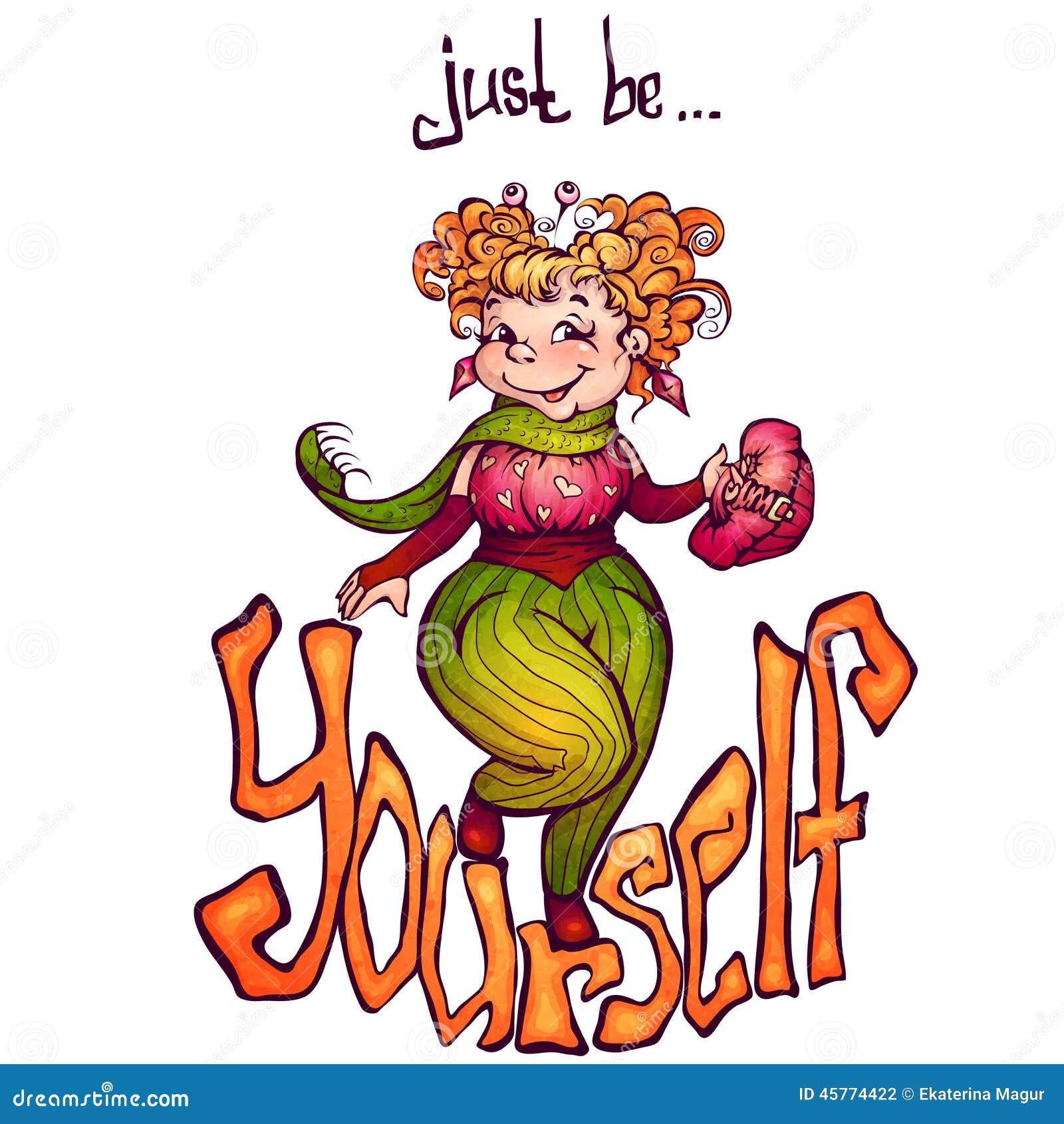 Vector Illustration of Funny Girl with Label Stock Vector ...