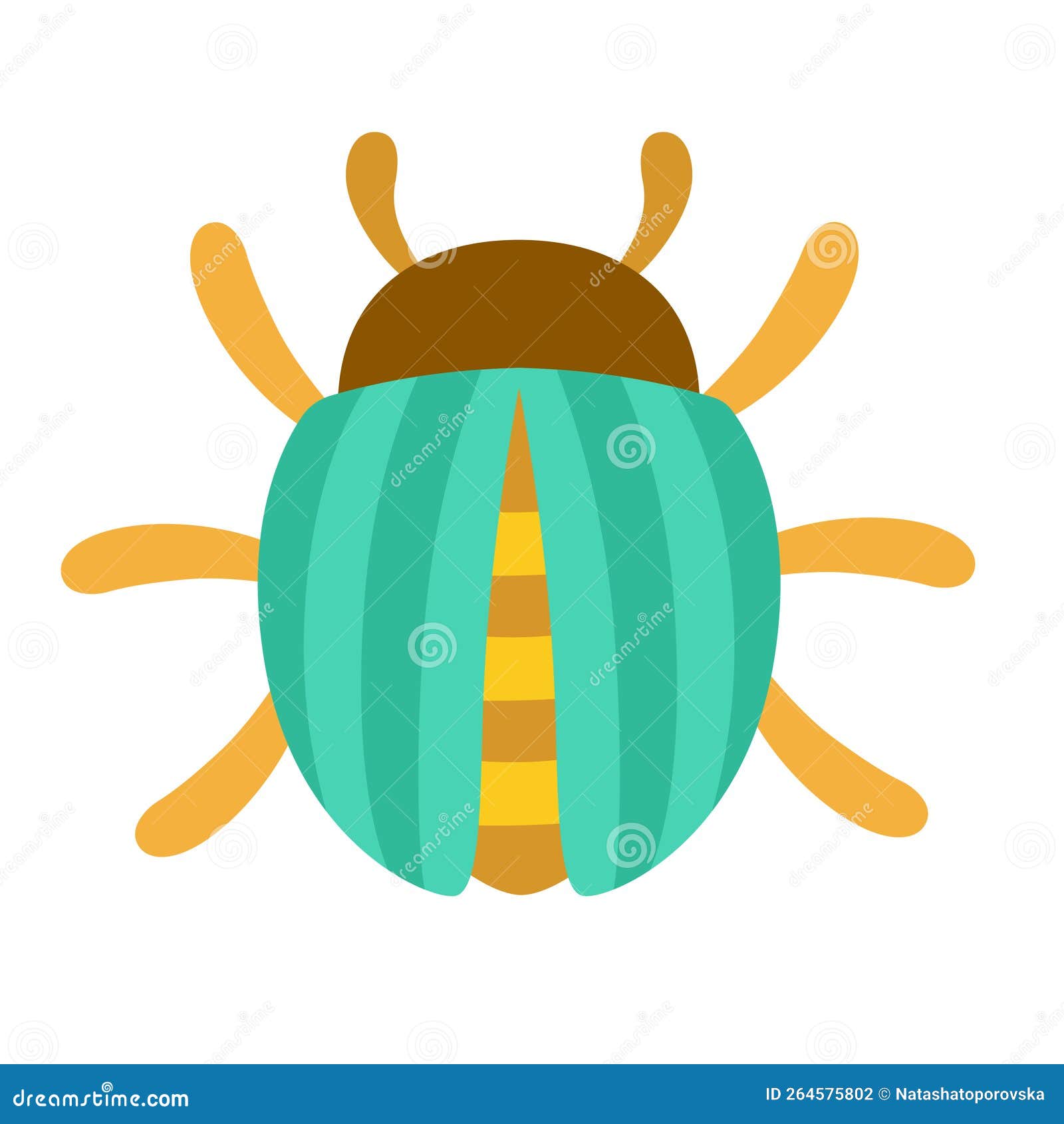 Vector Illustration of a Funny Green Bug in a Cartoon Style Stock ...