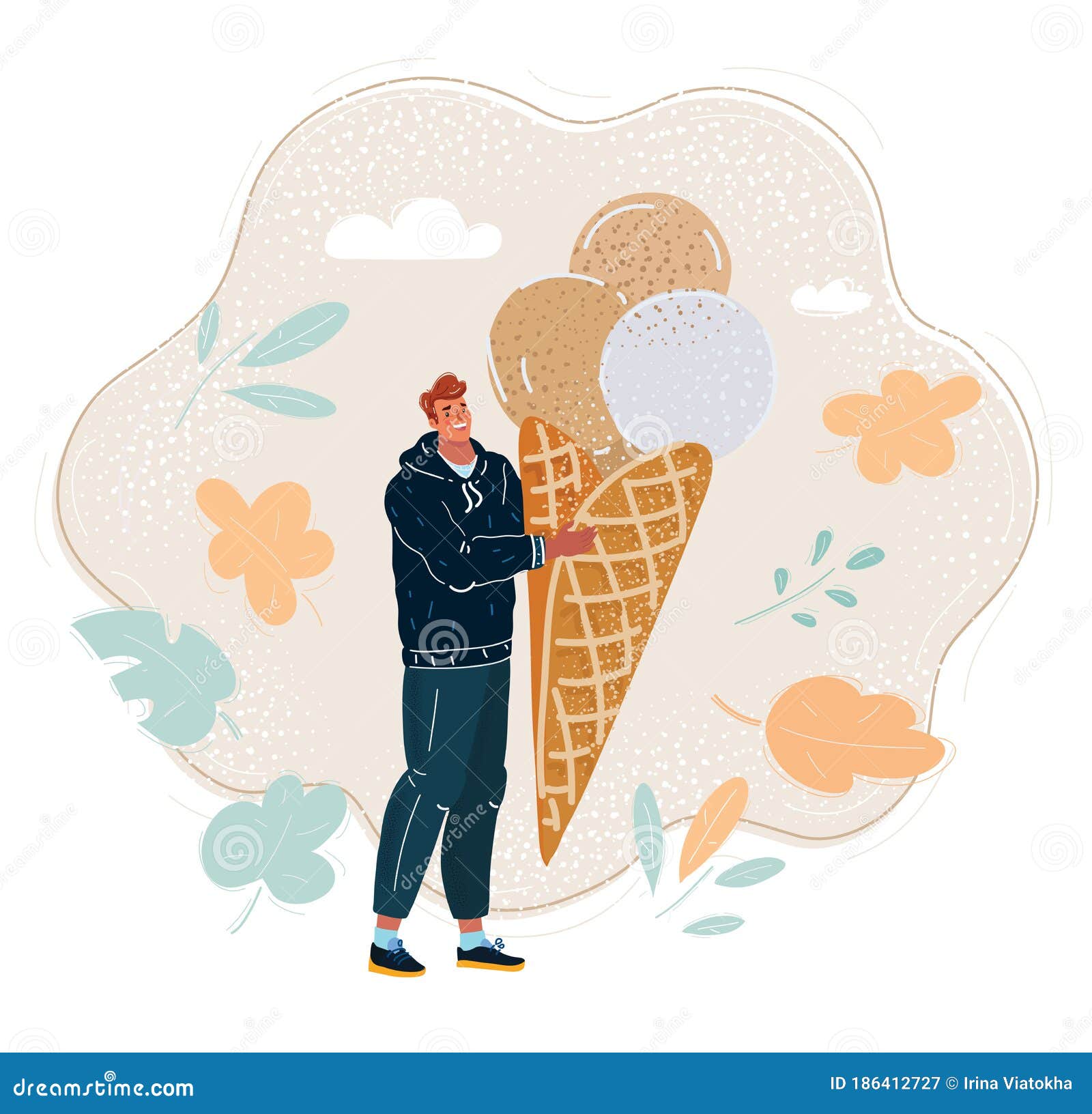 Vector Illustration of Funny Man with Big Icecream Stock Vector ...