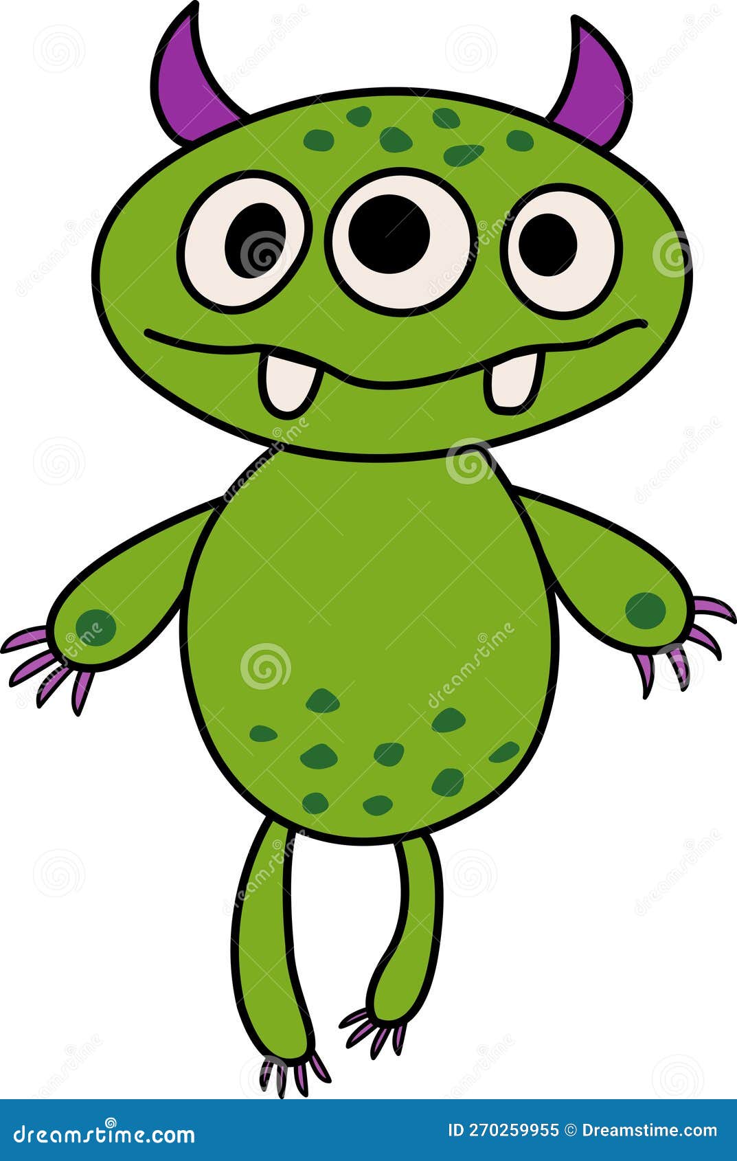 Green Cartoon Monster stock vector. Illustration of bizarre - 270259955