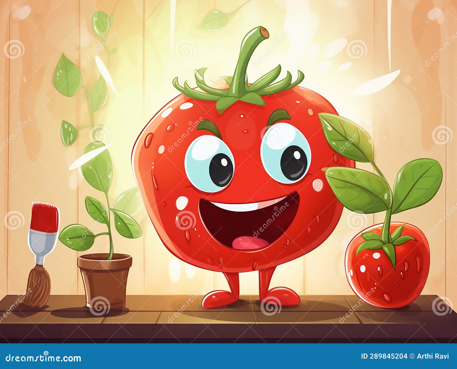 Vector Illustration of Funny Tomato Cartoon Character Stock ...
