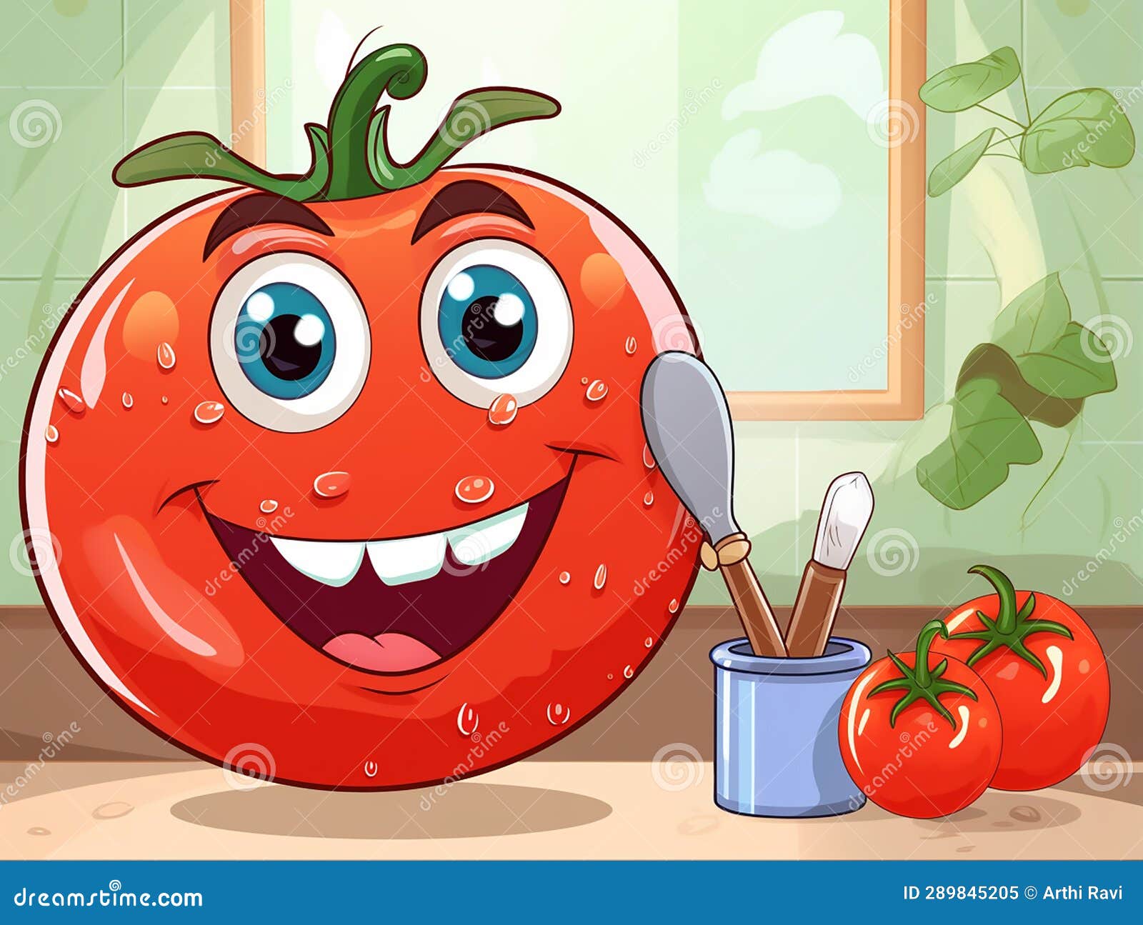 Vector Illustration of Funny Tomato Cartoon Character Stock ...