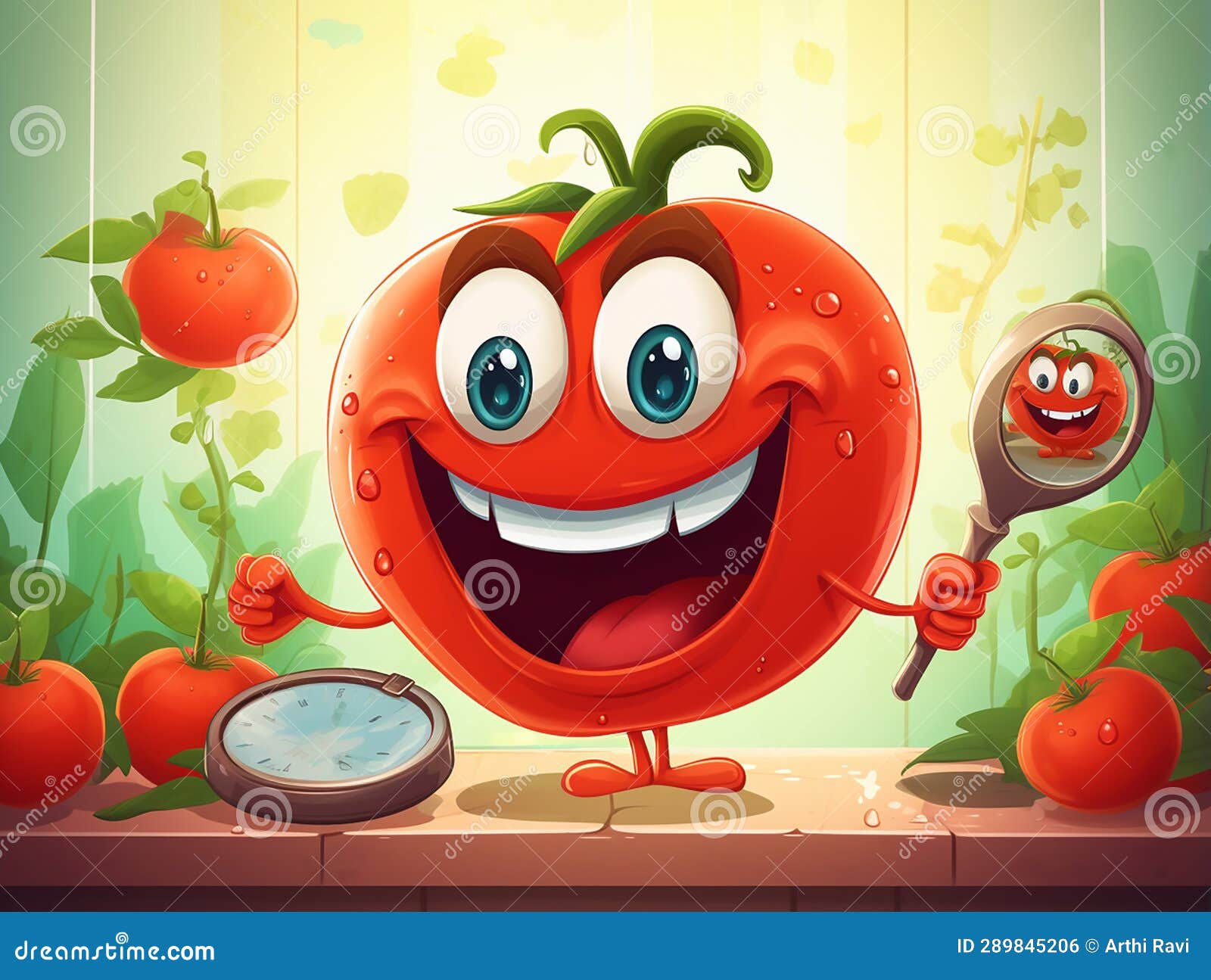 Vector Illustration of Funny Tomato Cartoon Character Stock ...