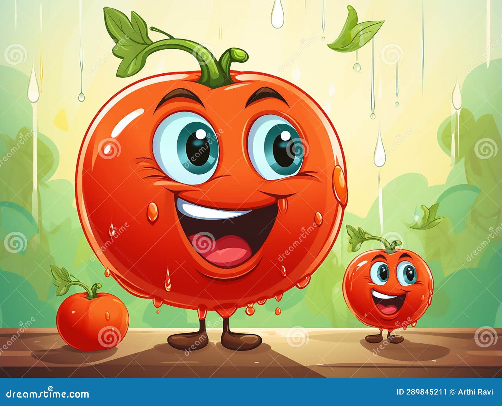 Vector Illustration of Funny Tomato Cartoon Character Stock ...