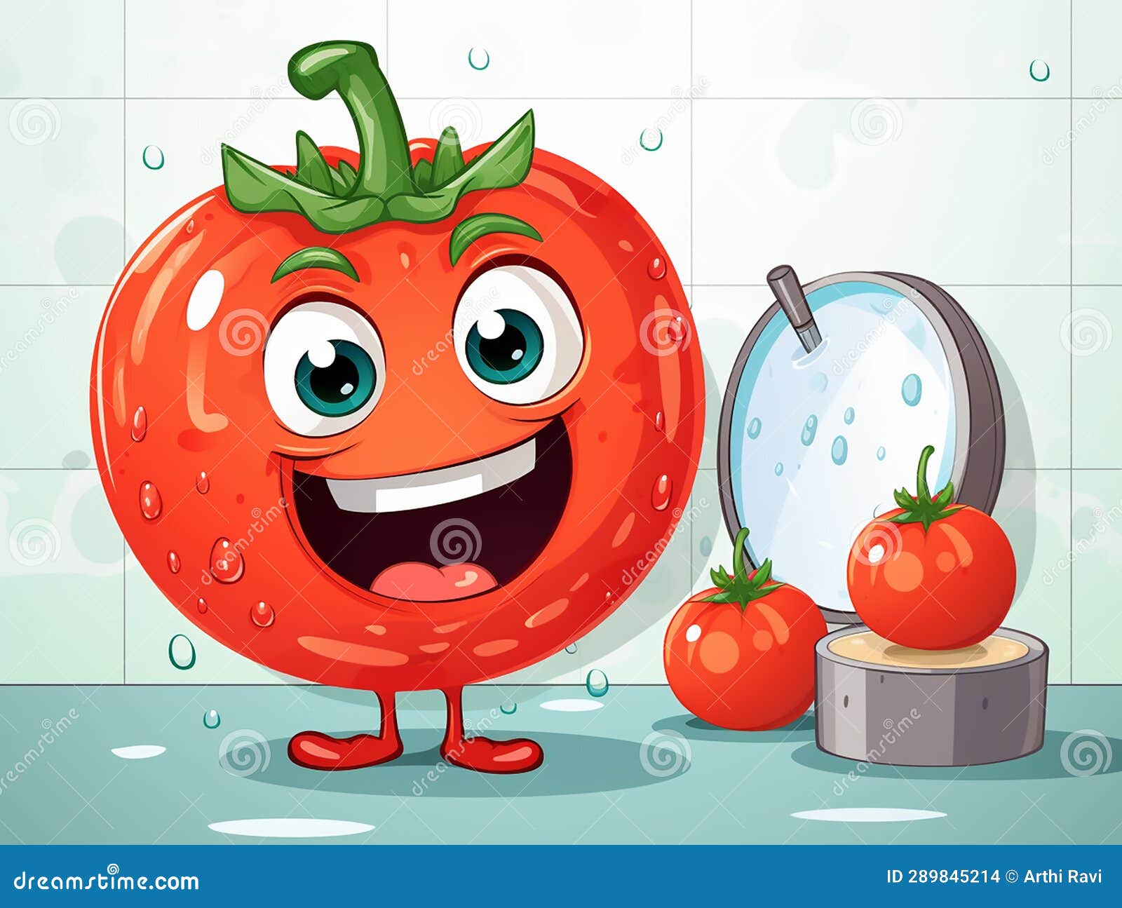 Vector Illustration of Funny Tomato Cartoon Character Stock ...