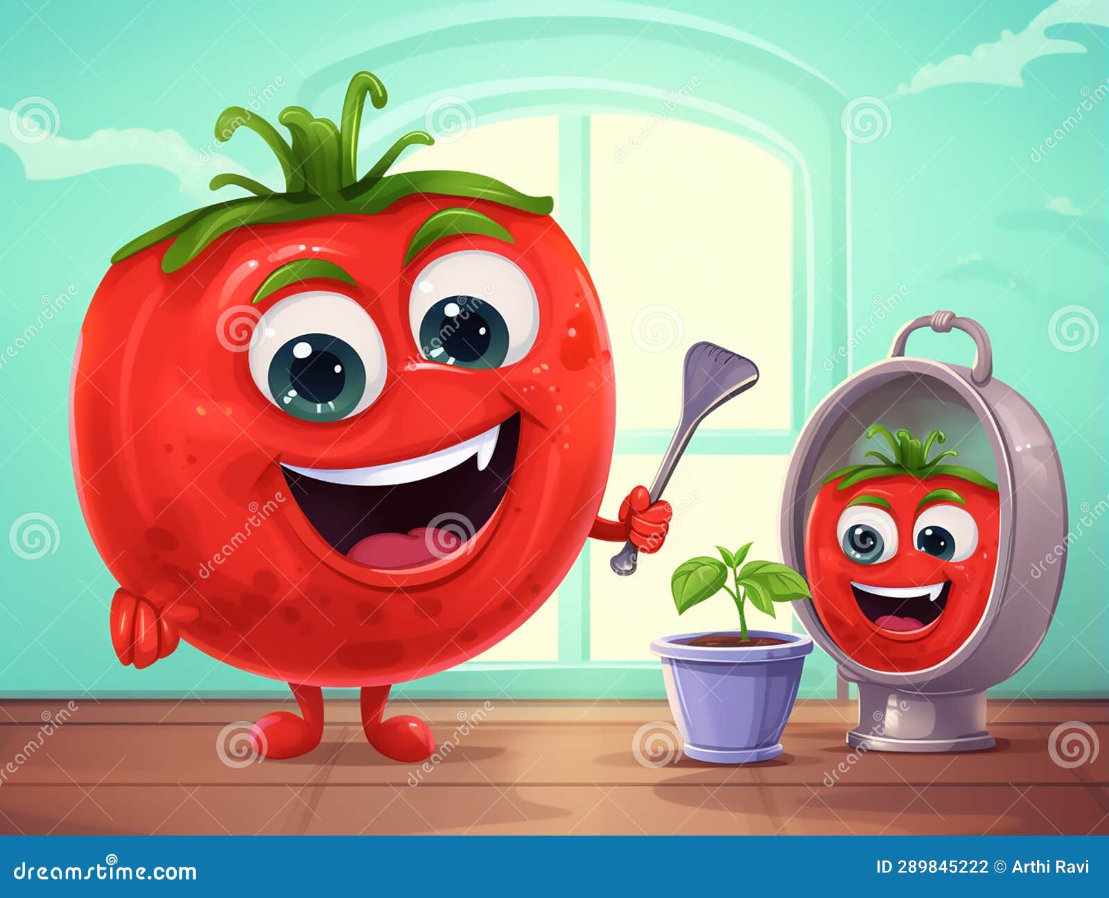 Vector Illustration of Funny Tomato Cartoon Character Stock ...