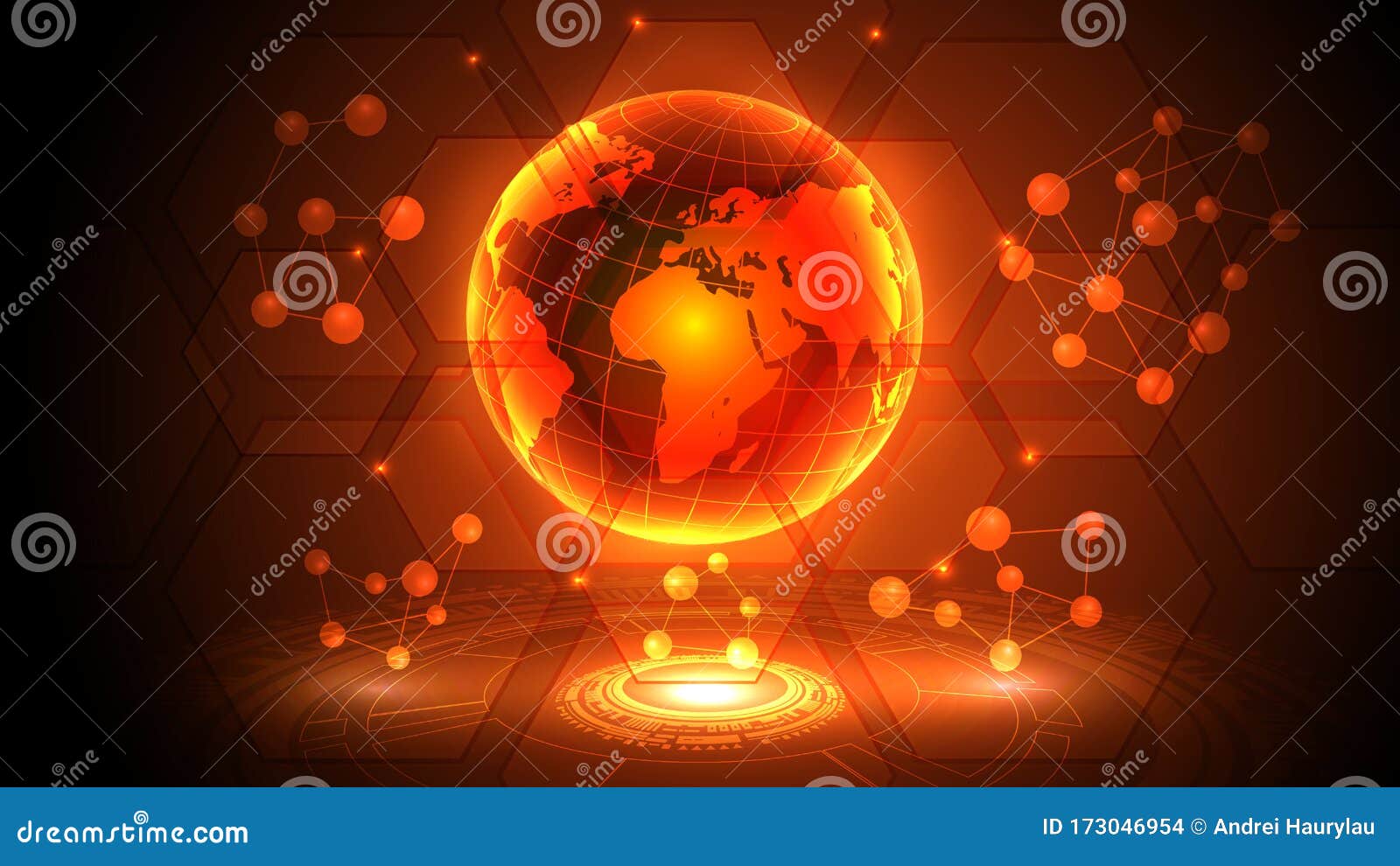 Vector Illustration of a Futuristic Planet Earth with HUD Elements ...