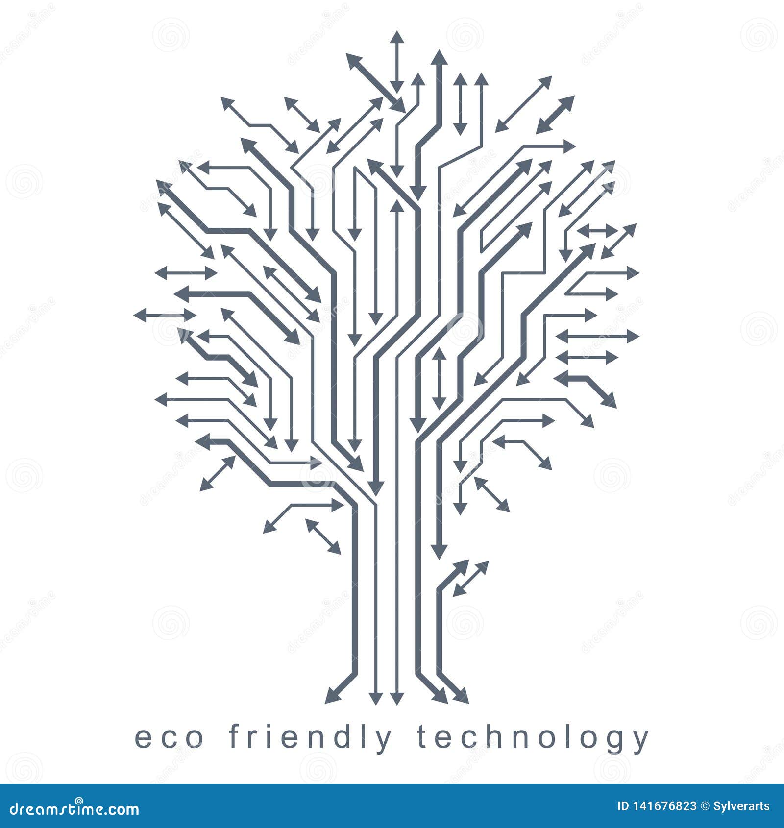 Vector Illustration of Futuristic Tree Created with Wireframe and ...