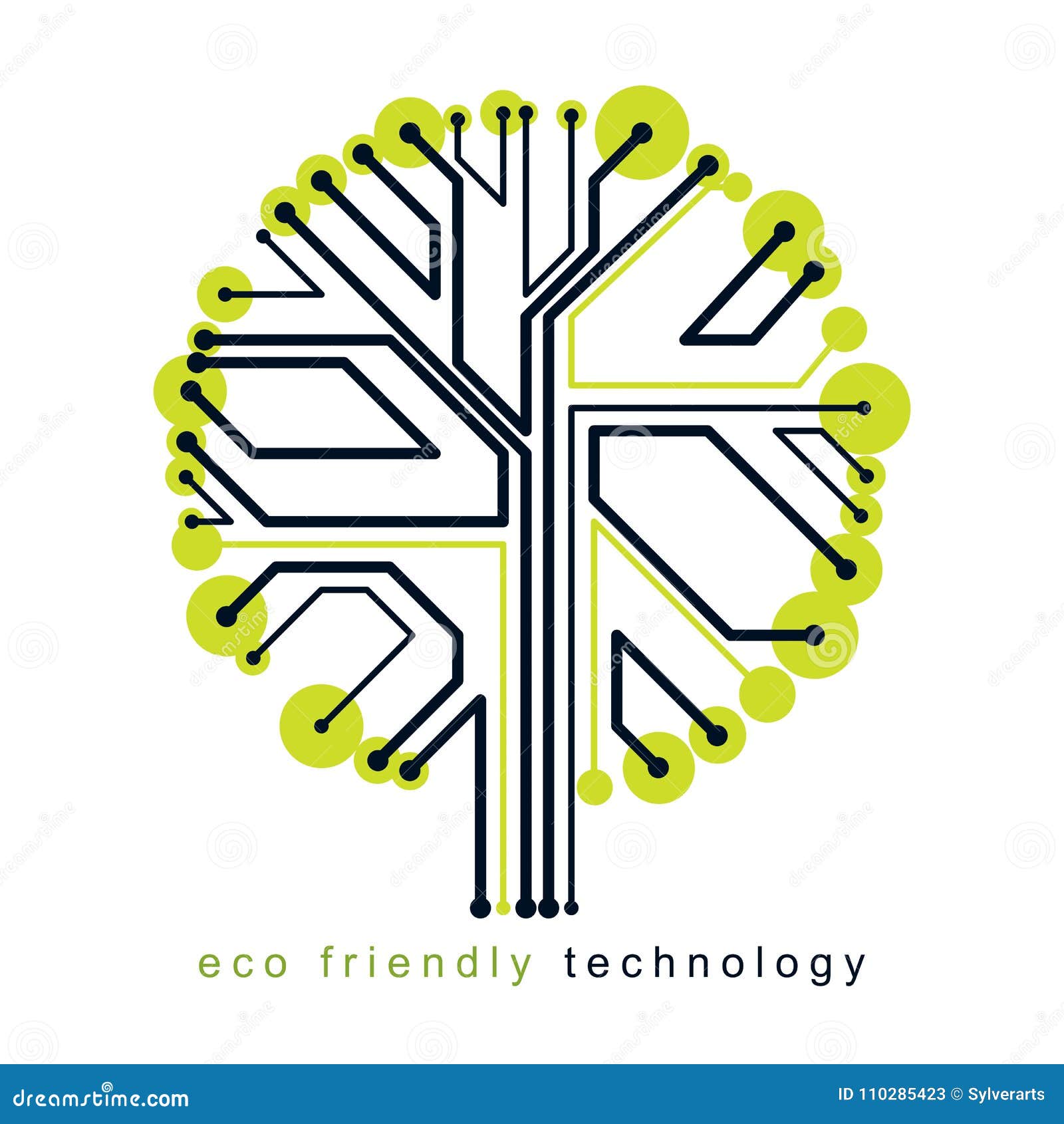 Vector Illustration of Futuristic Tree, Technology and Science C Stock ...