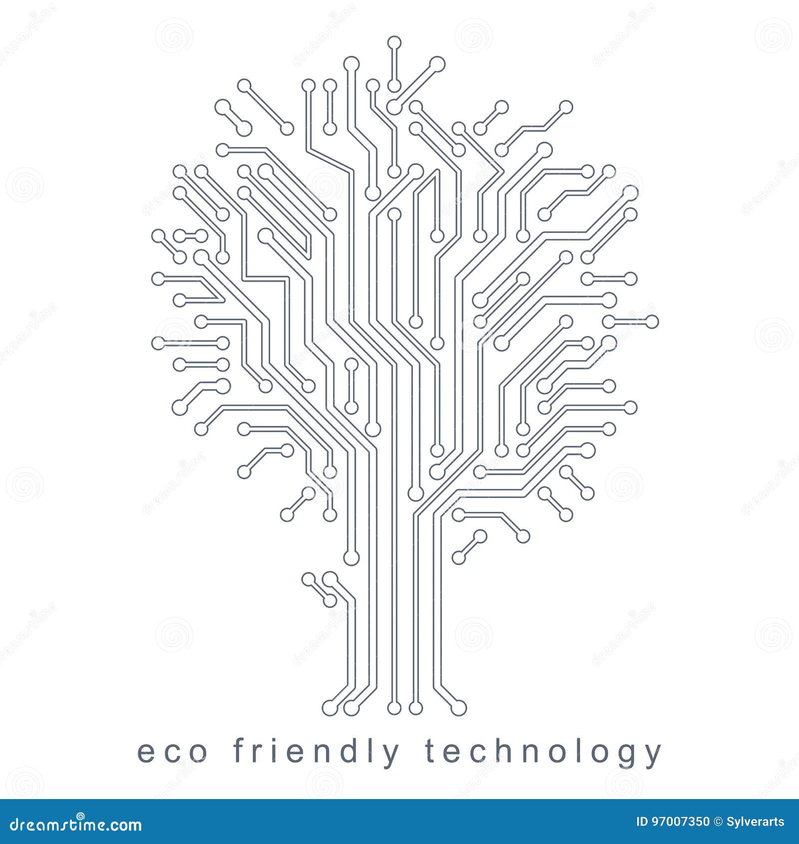 Vector Illustration of Futuristic Tree, Technology and Science C Stock ...