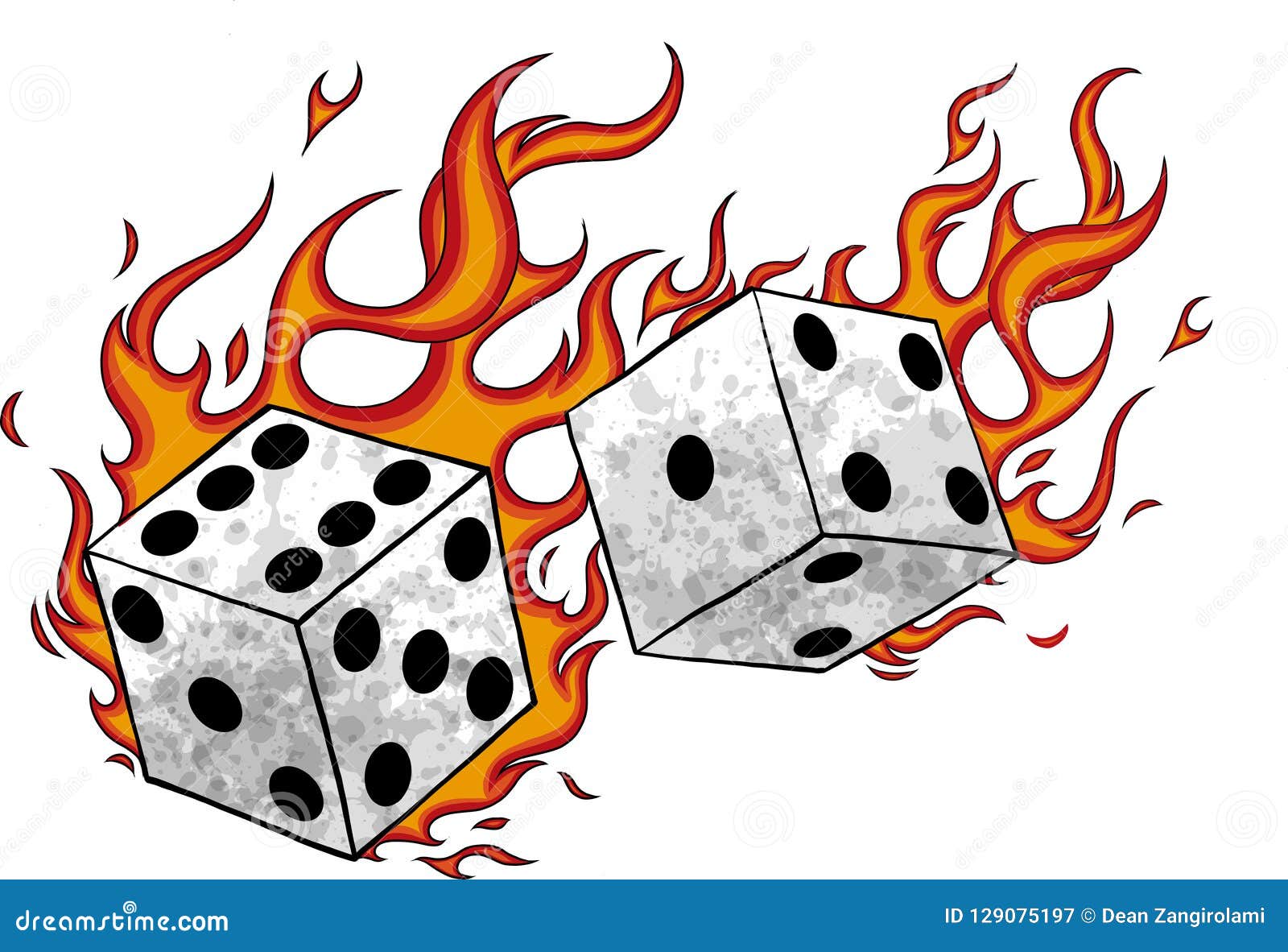 Vector Illustration Game Dices in Fire and Flames Stock Vector ...