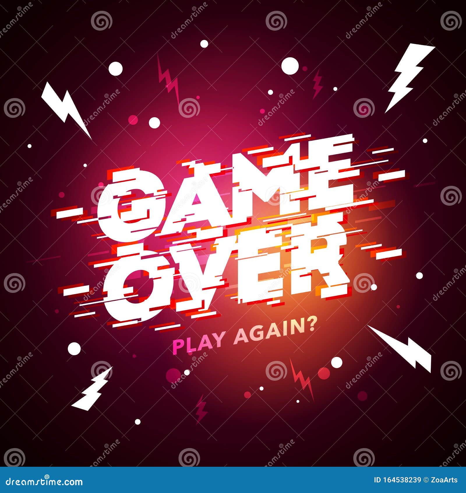 Vector Illustration Game Over Sign With Glitch Effect. | CartoonDealer ...