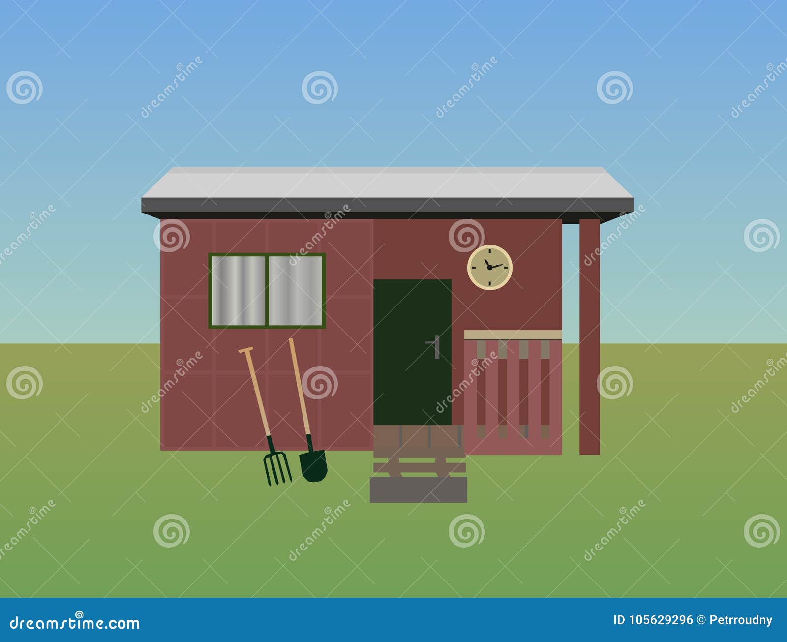 Vector Illustration of Gardening - Old Garden Shed Stock Vector ...