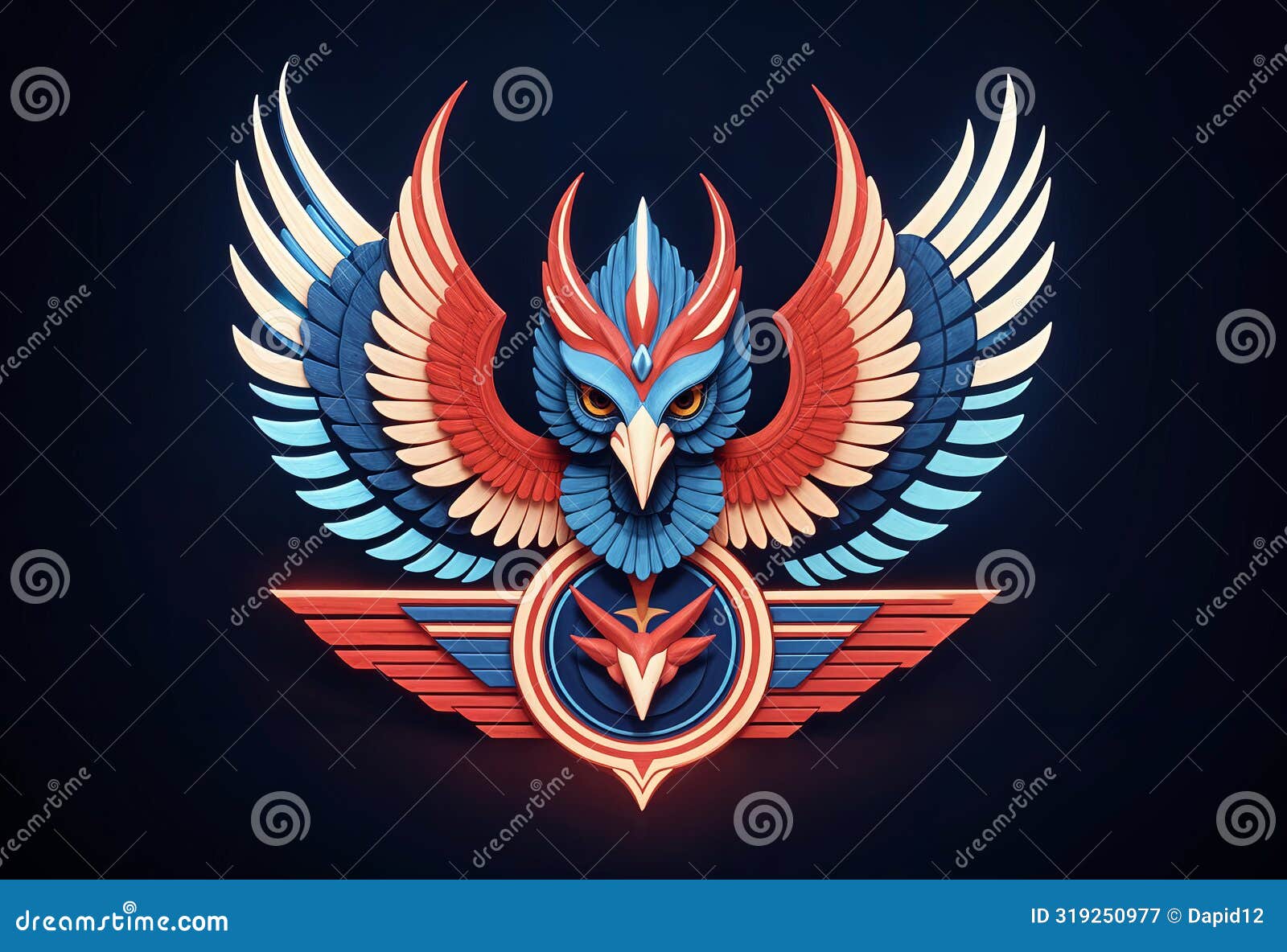 A Vector Illustration of a Garuda Bird with a Blue and Red Wings Stock ...