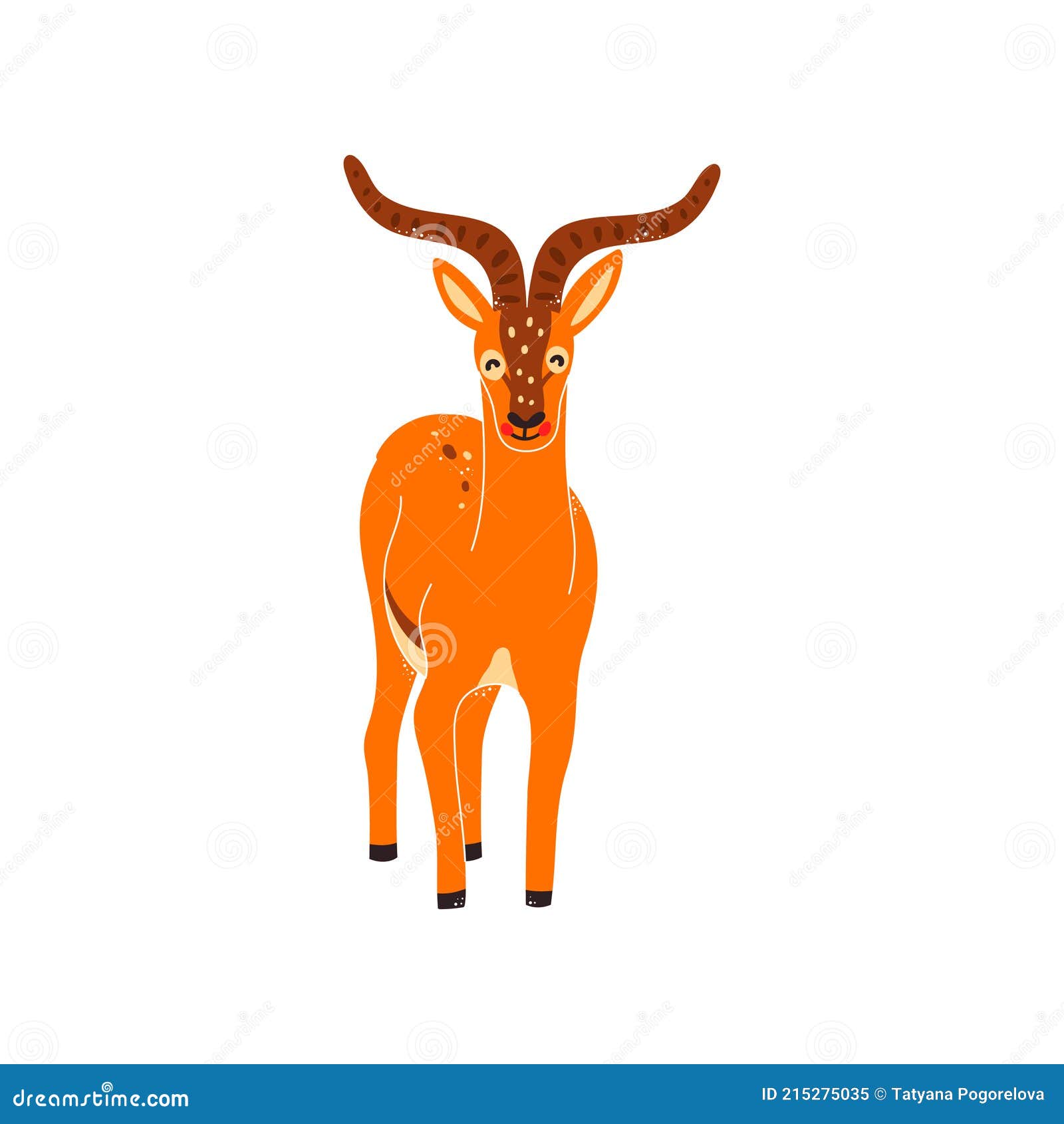 Gazelle Antelope, Ghazal Vector Stand Side View Illustration Isolated ...