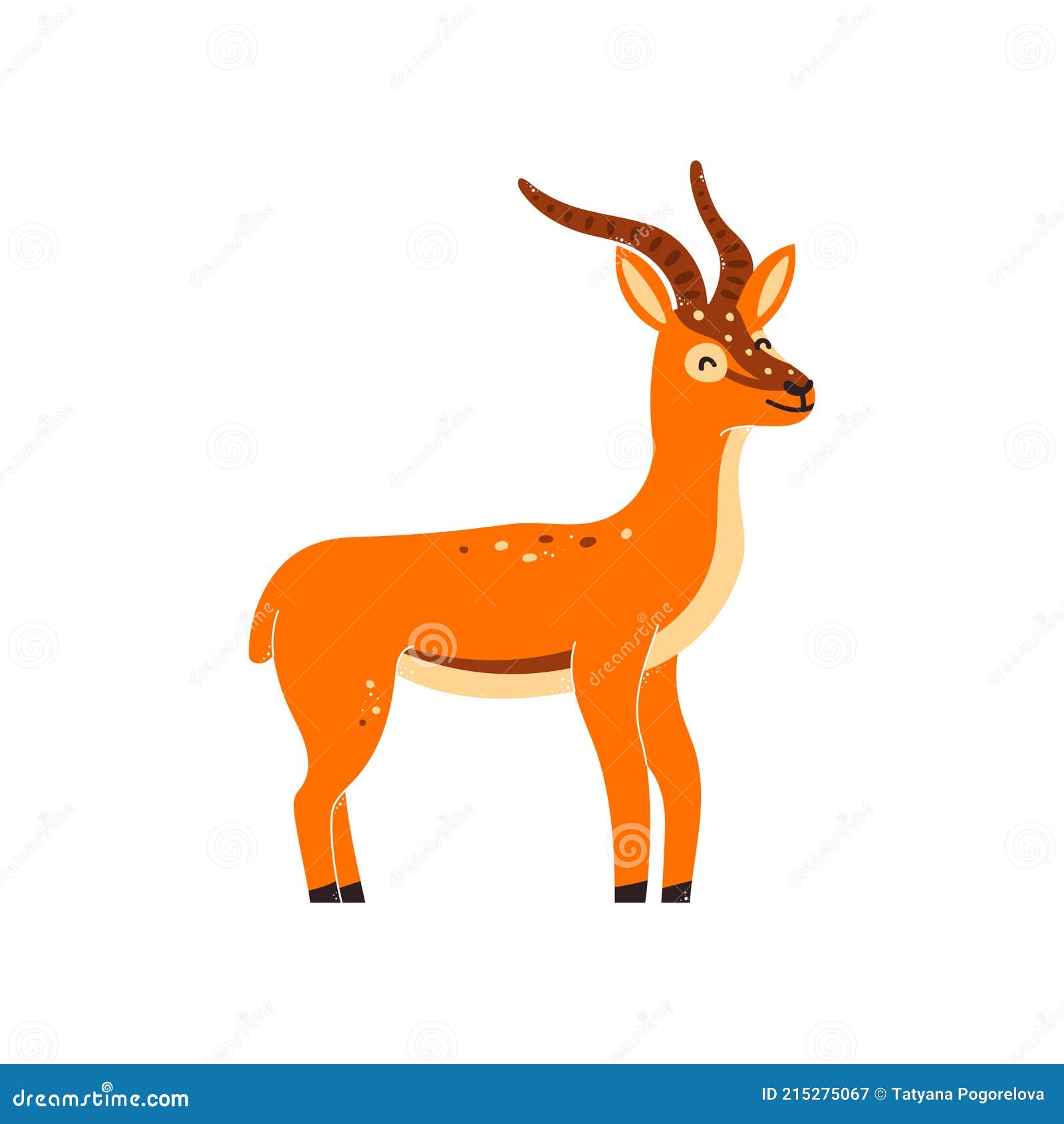 Gazelle Antelope, Ghazal Vector Stand Side View Illustration Isolated ...