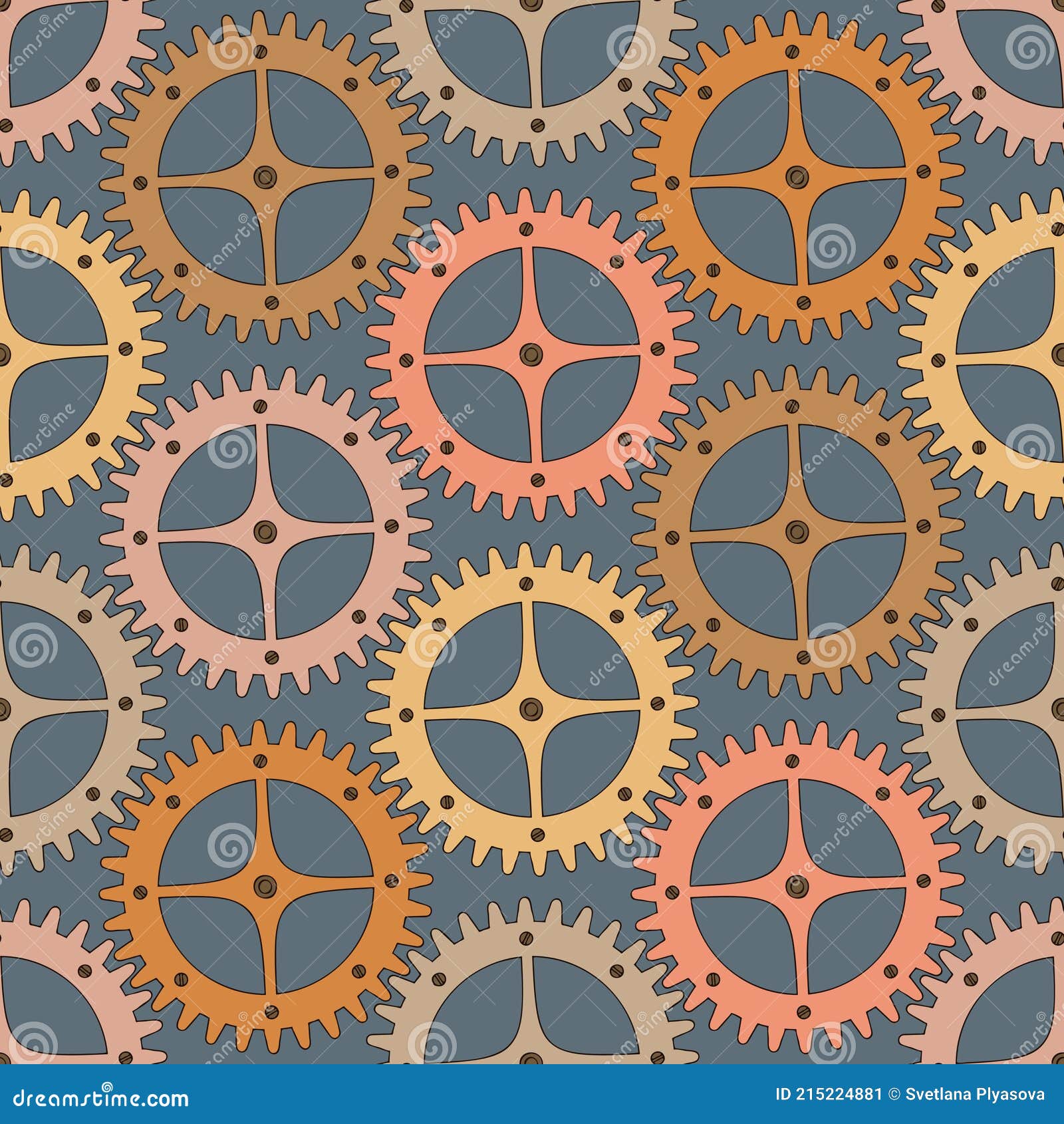 Mechanism Details Vintage Round Toothed Gears, On The Background For ...